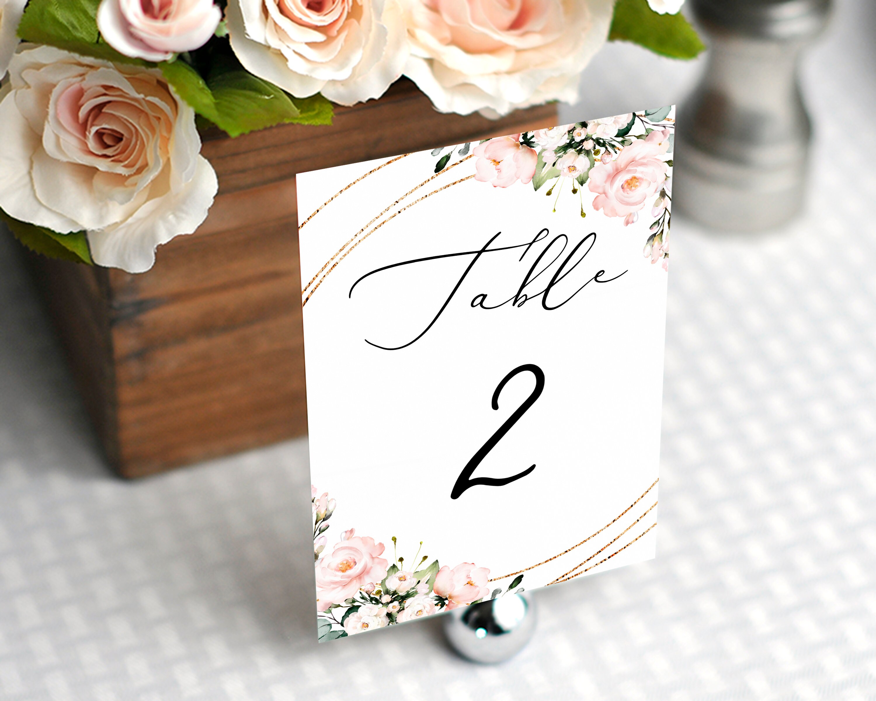 Blush Floral Wedding Table Card Template Printable Table Cards Baby ...