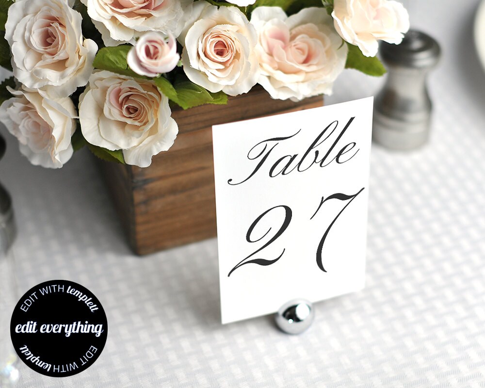 Wedding Table Card Template - Printable Table Cards - Wedding Table ...