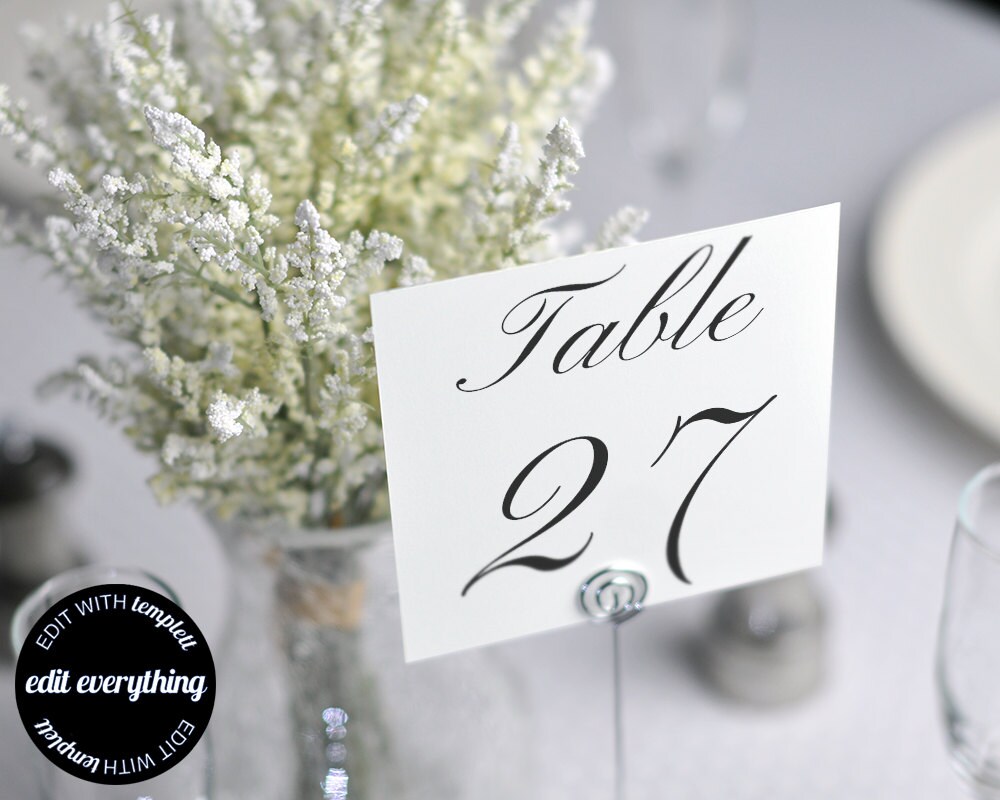 Wedding Table Card Template - Printable Table Cards - Wedding Table ...
