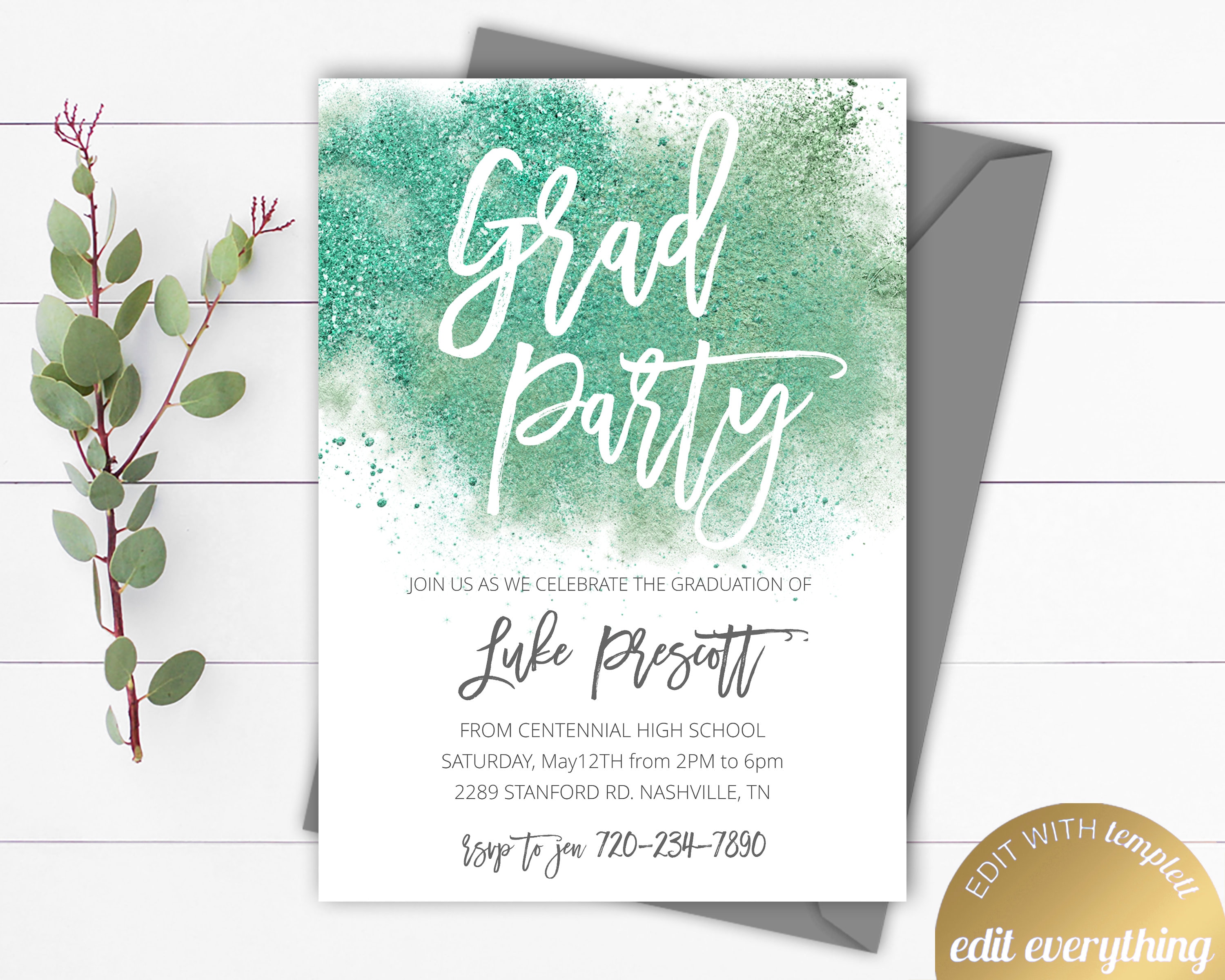 Editable Graduation Party Invitation Template Grad Party Invitation ...