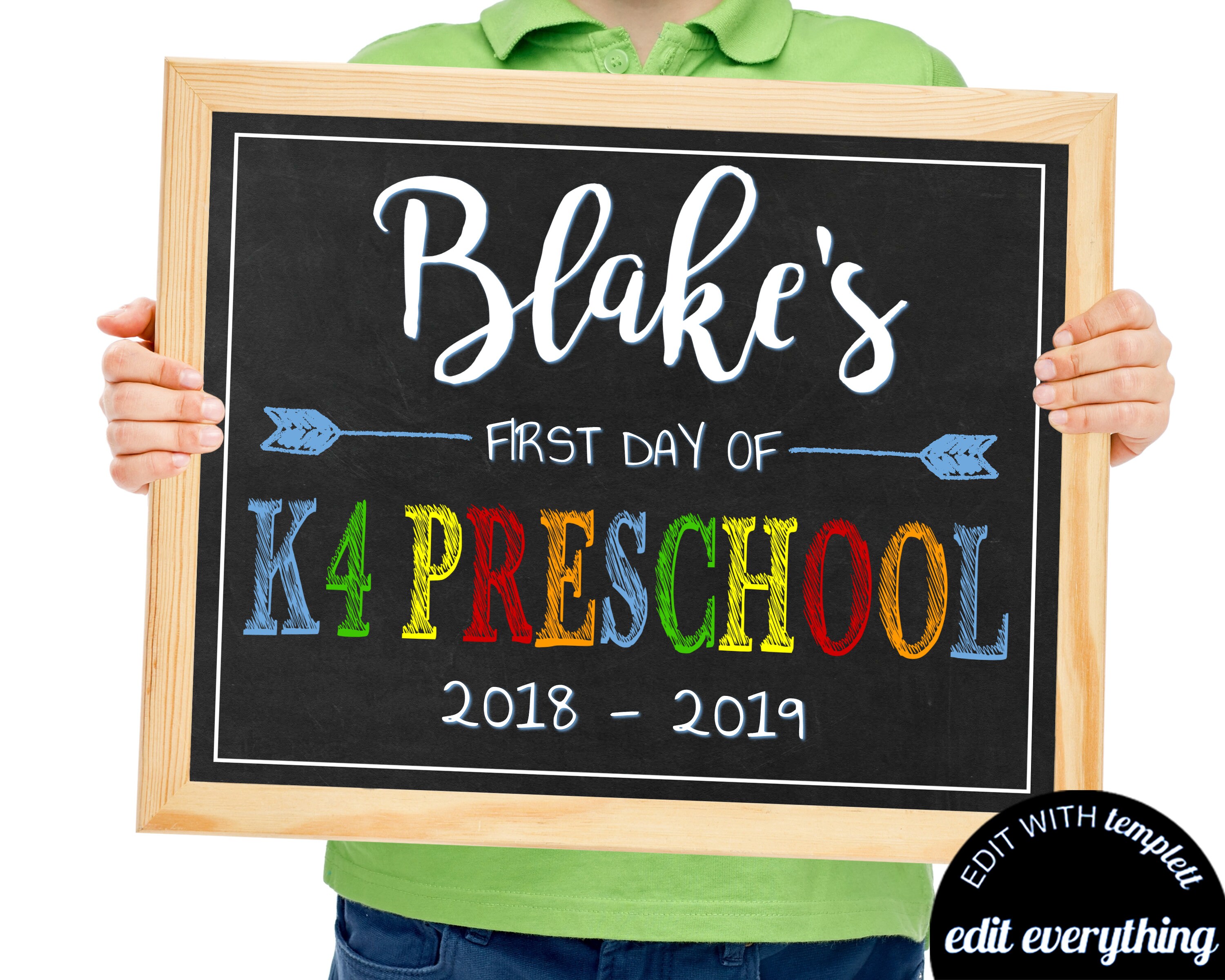 Boys First Day of School K4 Preschool Sign First Day of K4 Preschool ...