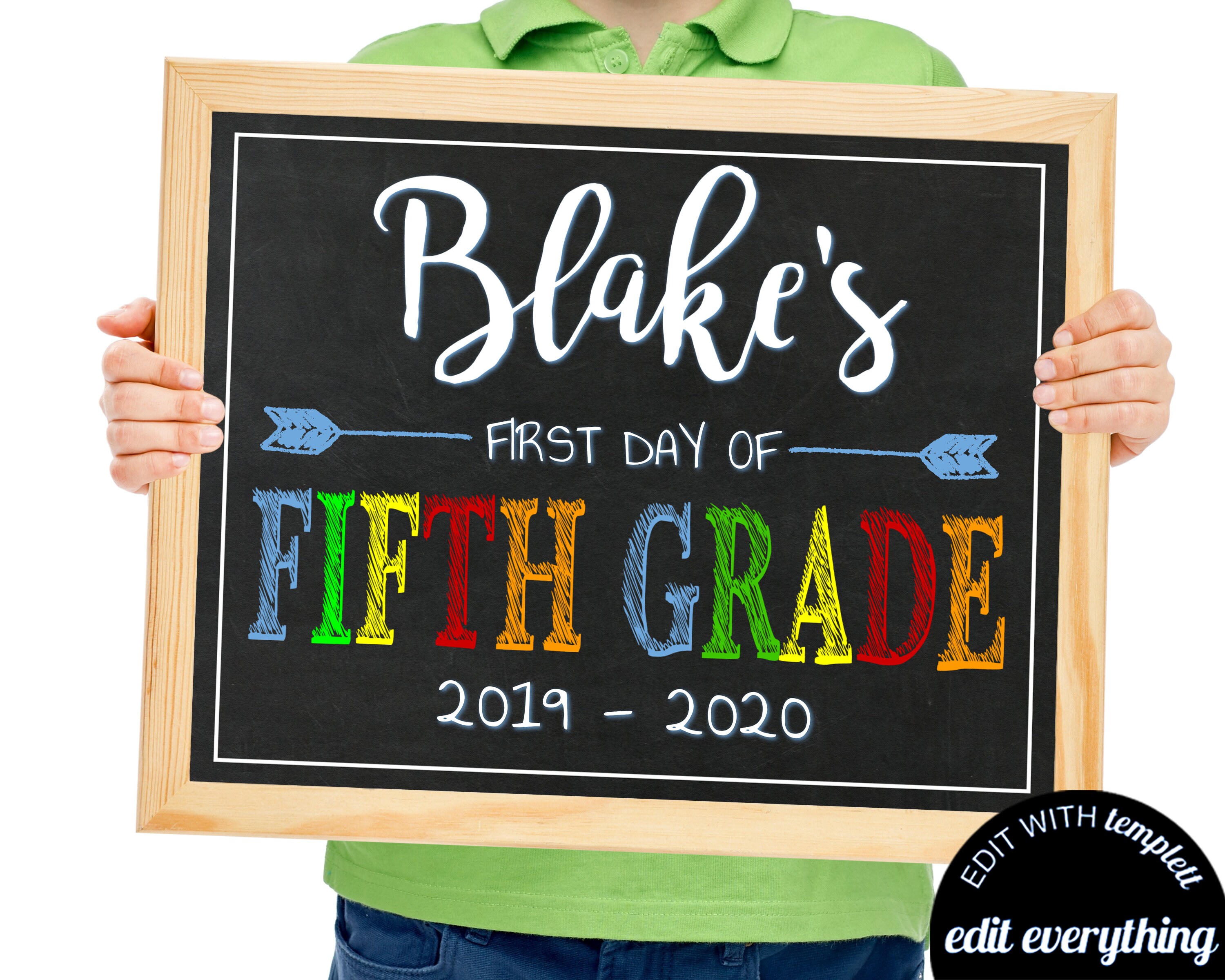 Boys First Day of School Fifth Grade Sign First Day of Fifth Grade Sign ...