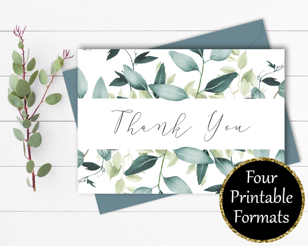 Eucalyptus Thank You Card Greenery Thank You Template Printable Thank ...