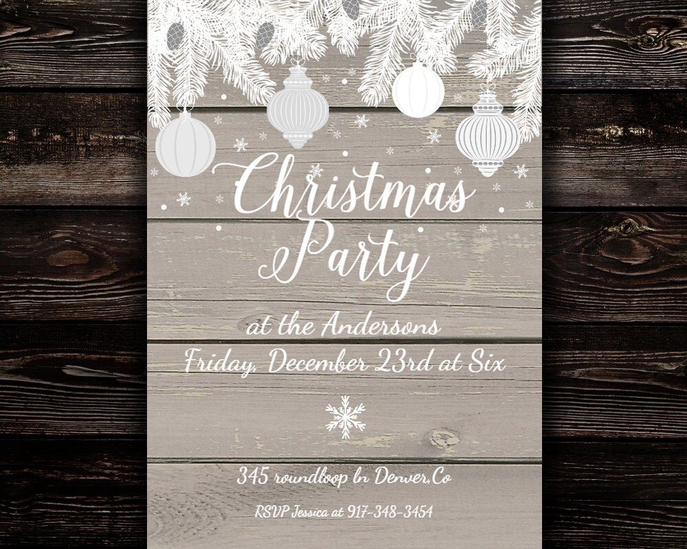 Rustic Christmas Party invitation template Printable Christmas ...