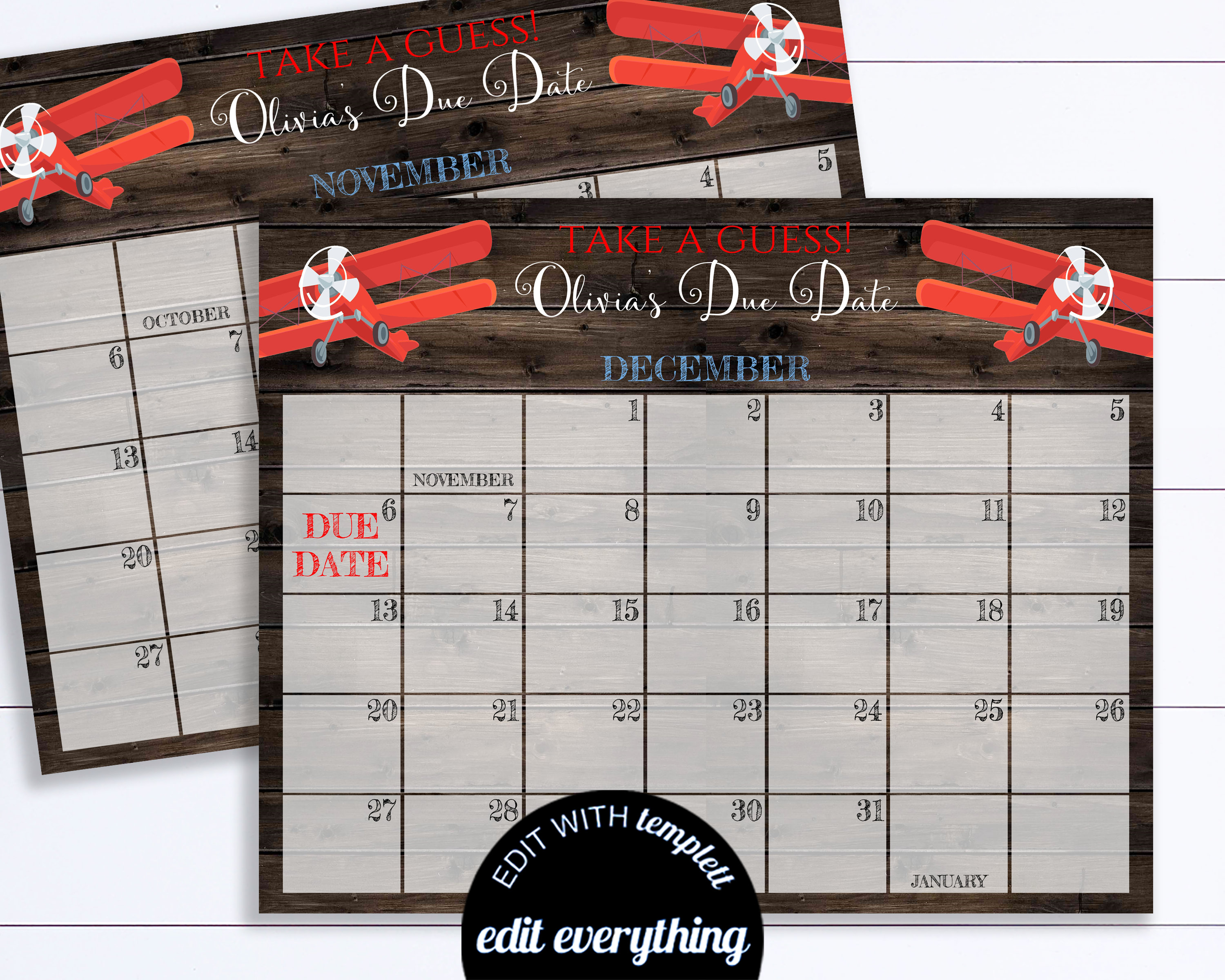 Airplane Due Date Baby Shower Game Guess the Due Date Baby Shower Game ...
