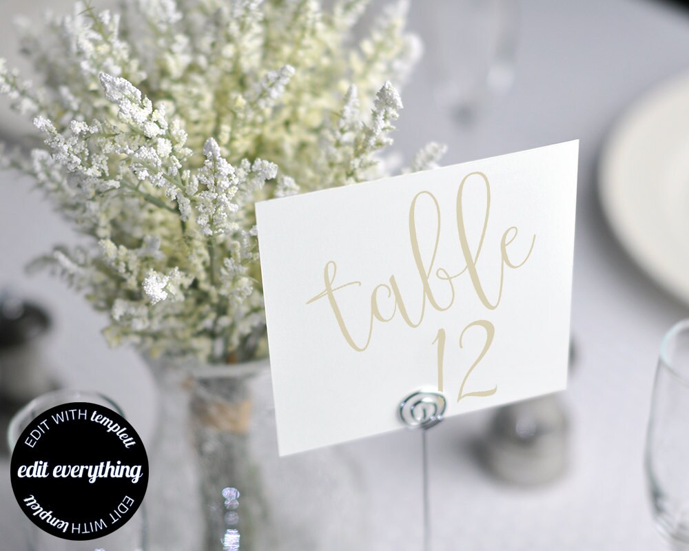 Gold Wedding Table Card Template - Printable Table Cards - Wedding ...