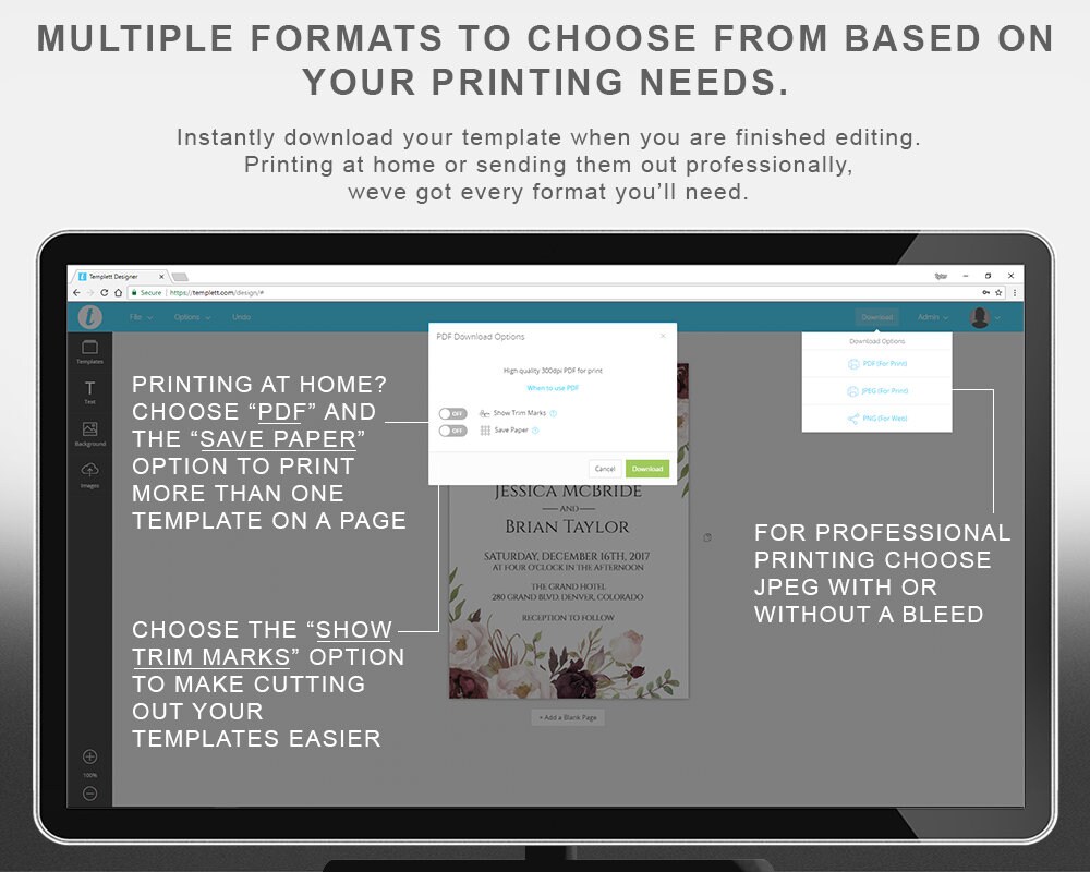 Boho Wedding Program Fan Template - Floral Program Fan - Printable ...