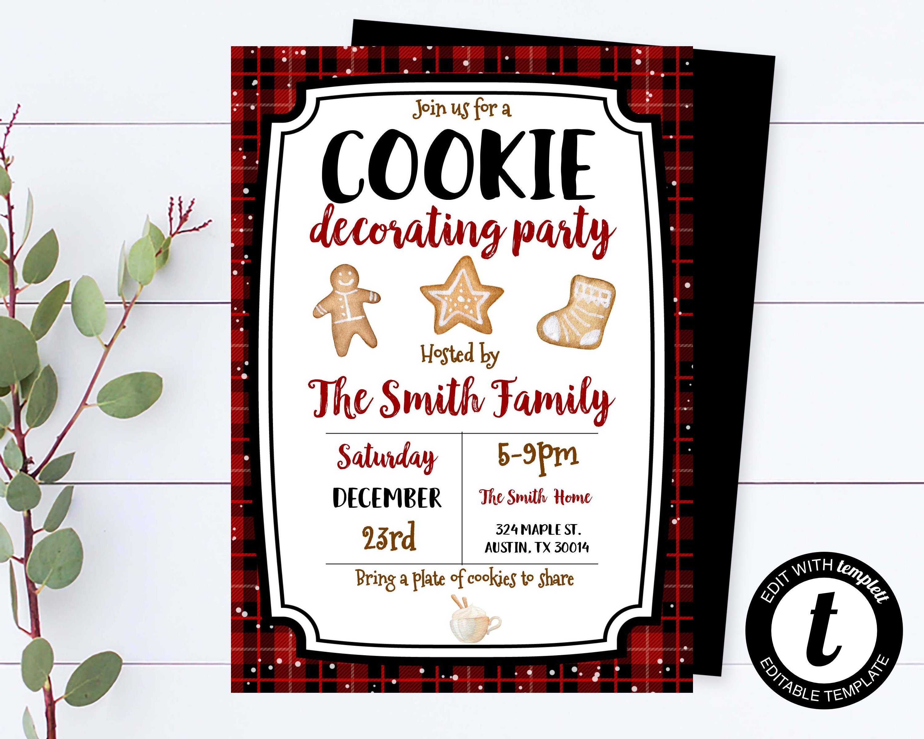 Cookie Decorating Party Invitation Cookie Exchange Christmas Party ...