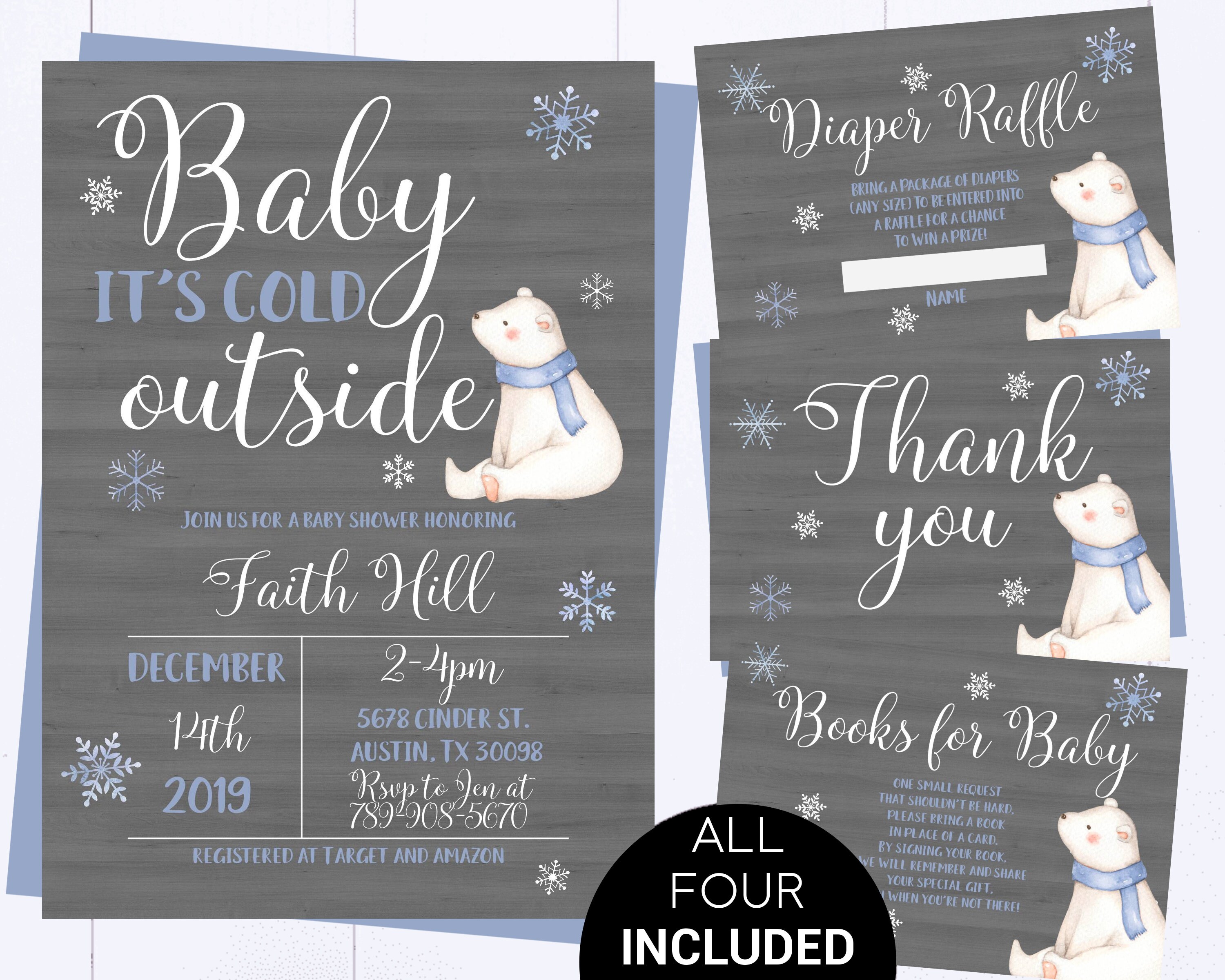 Baby It's Cold Outside Baby Shower Invitation Polar Bear Baby Shower ...