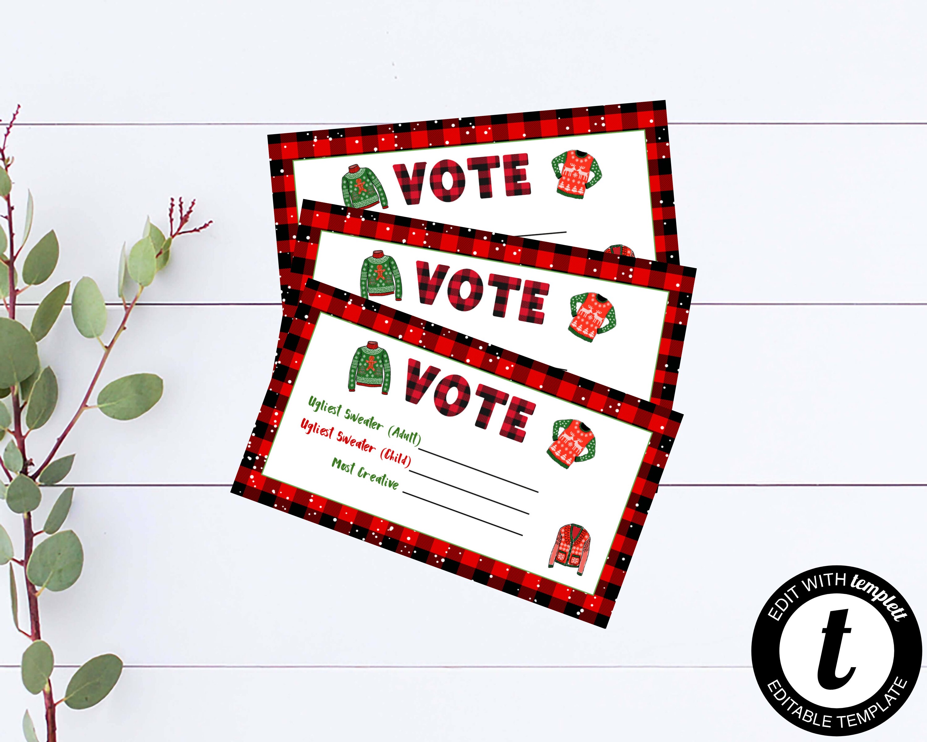 Ugly Sweater Christmas Party Decor Set Ugly Sweater Party Thank You Tag ...