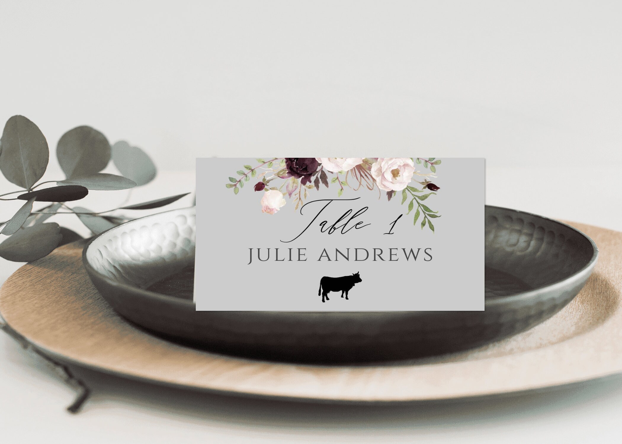 Floral Place Cards Template Printable Place Card Template Wedding Place ...