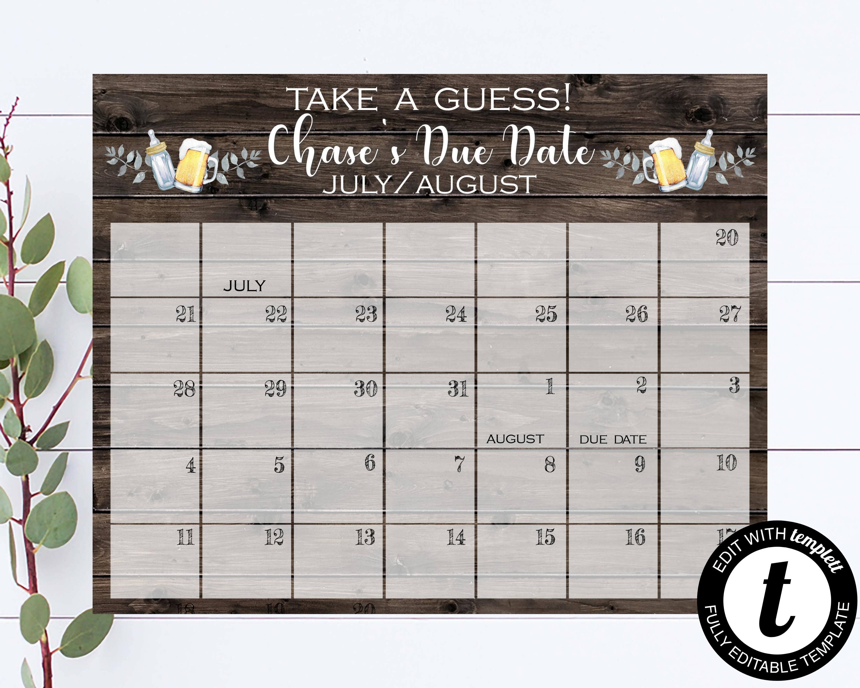 A Baby Is Brewing Due Date Baby Shower Game Guess the Due Date Baby ...