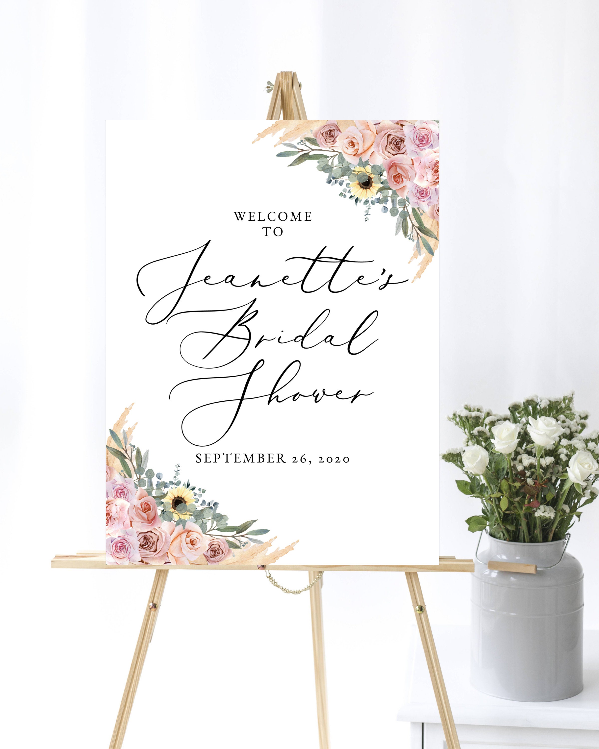 Boho Bridal Shower Welcome Sign Bridal Welcome Sign Floral Bridal ...