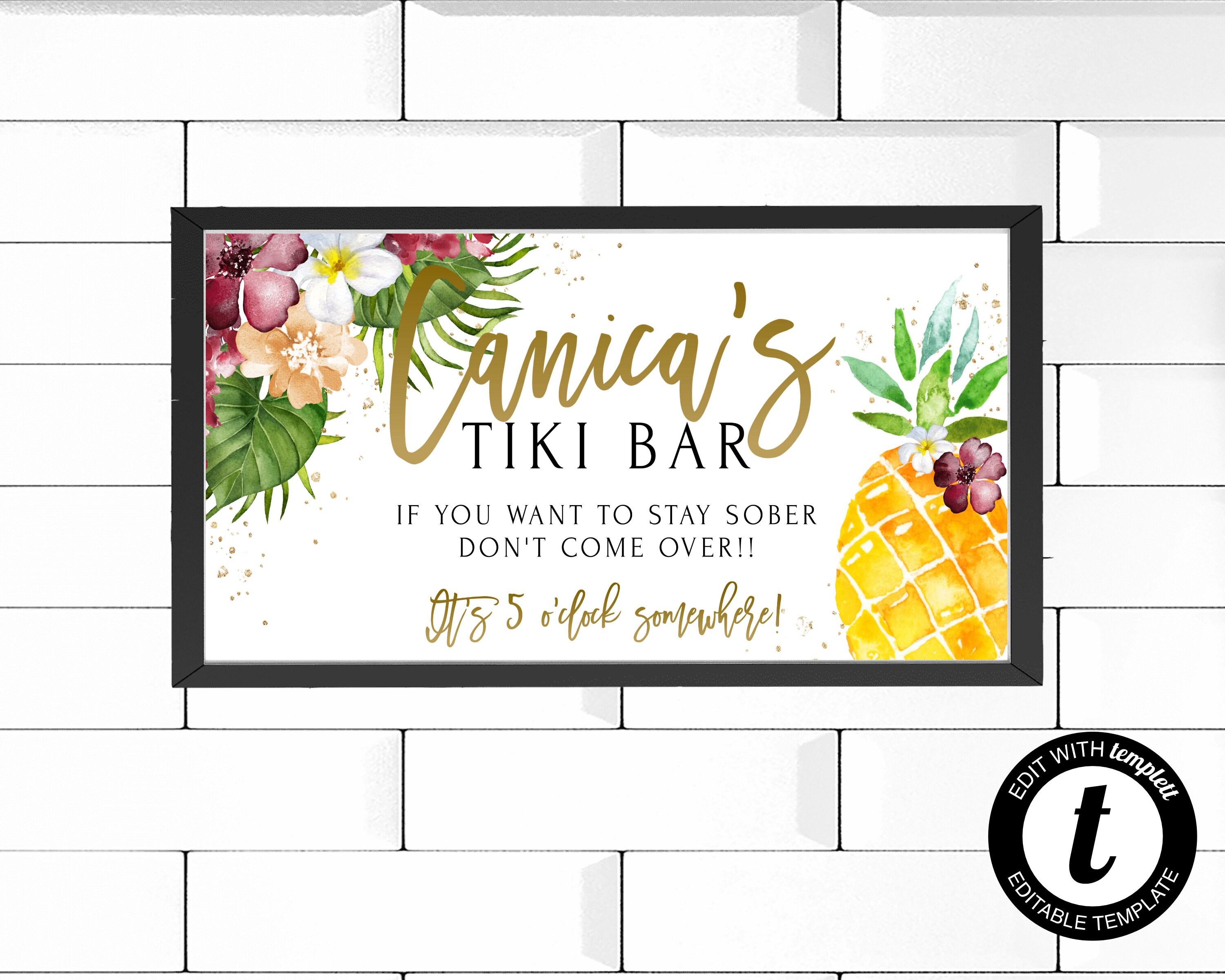 Tropical Bridal Shower Tiki Bar Sign Bridal Bar Sign Floral Bridal ...