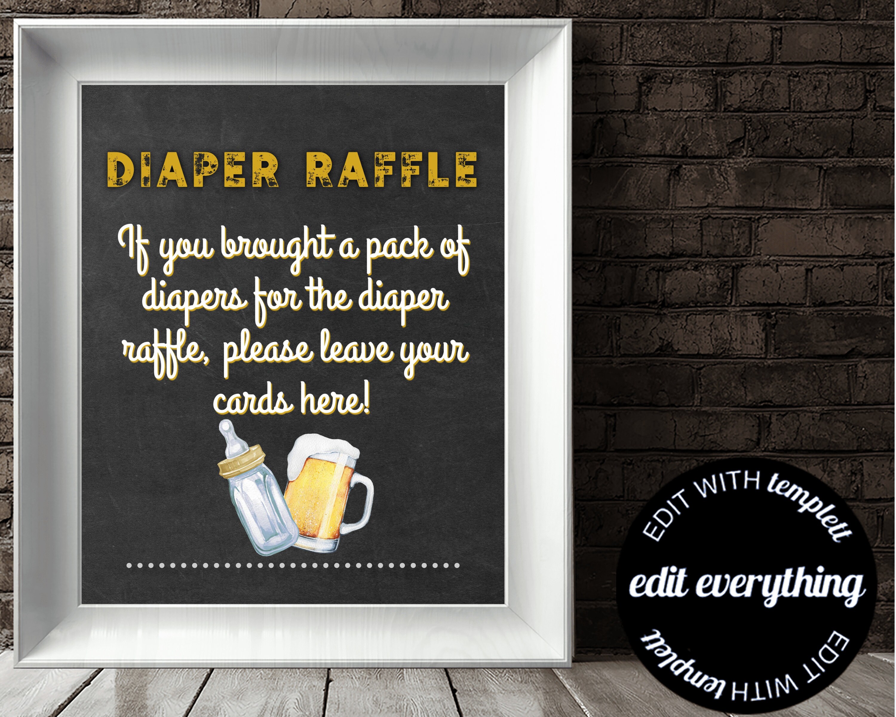 A Baby Is Brewing Diaper Raffle Instruction Sign Baby Shower Diaper ...