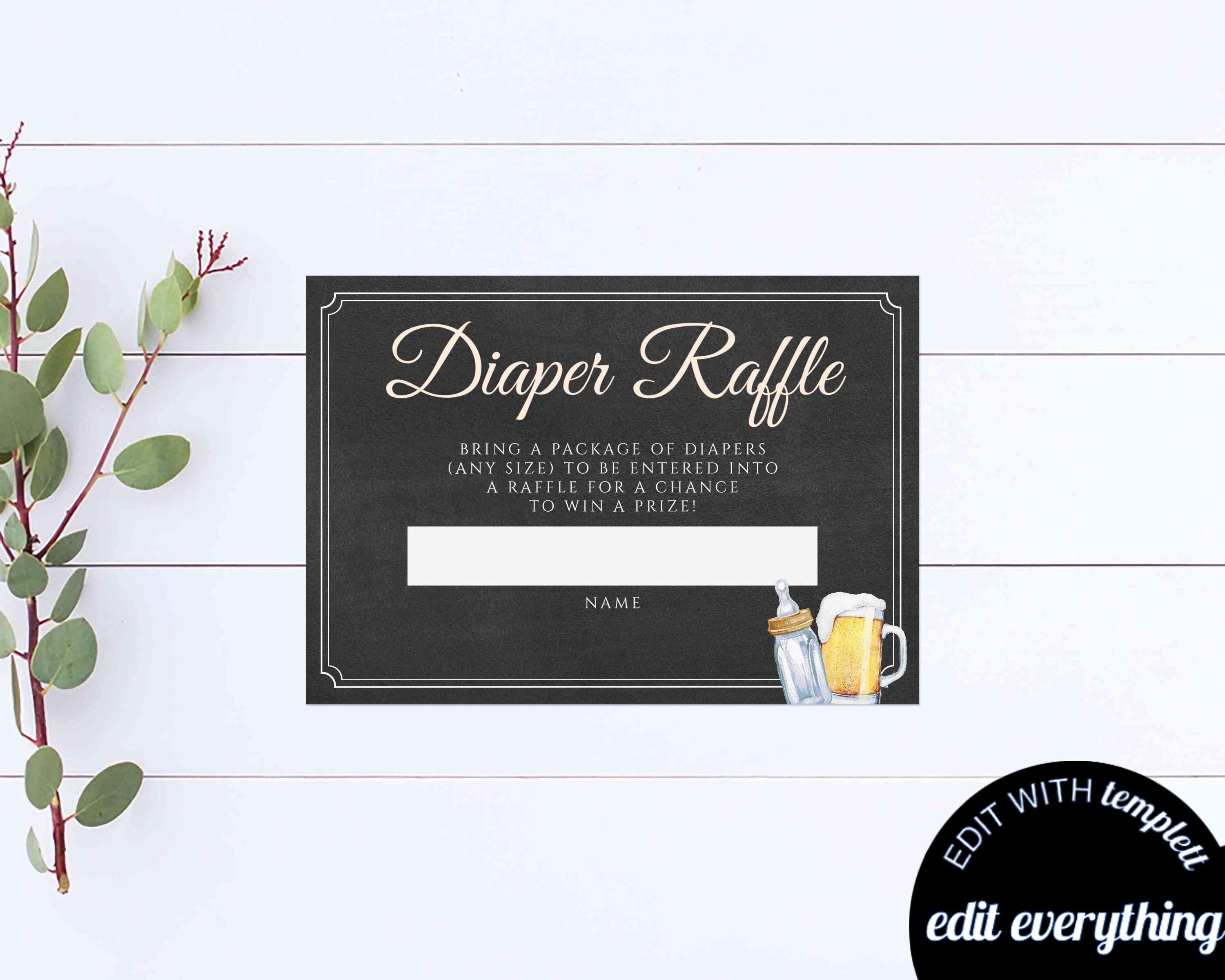 Diaper Raffle Baby Shower Ticket A Baby Is Brewing Diaper Raffle Insert ...