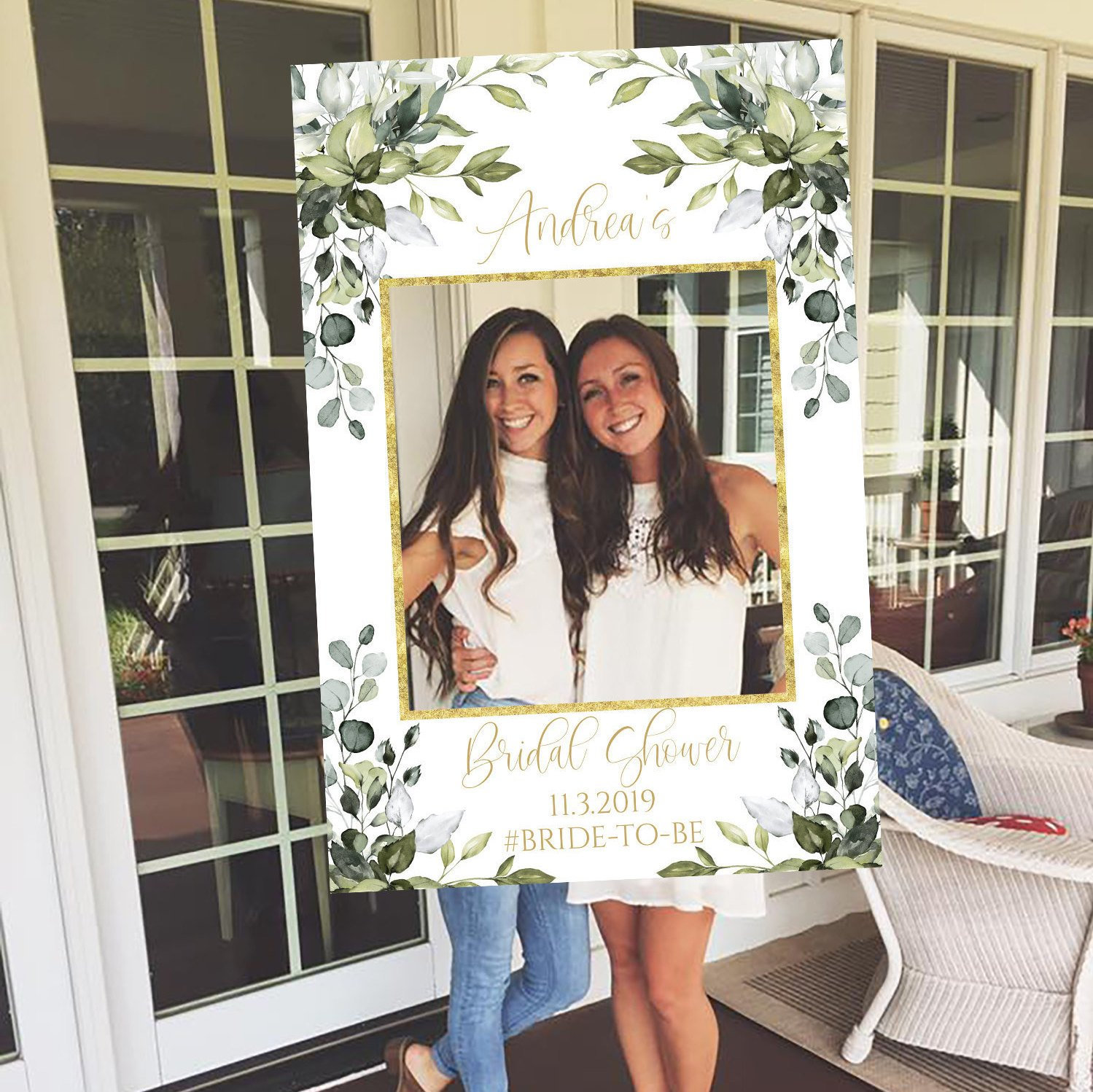 Photo Prop Frame Printable, Boho Greenery Bridal Shower Photo Booth ...