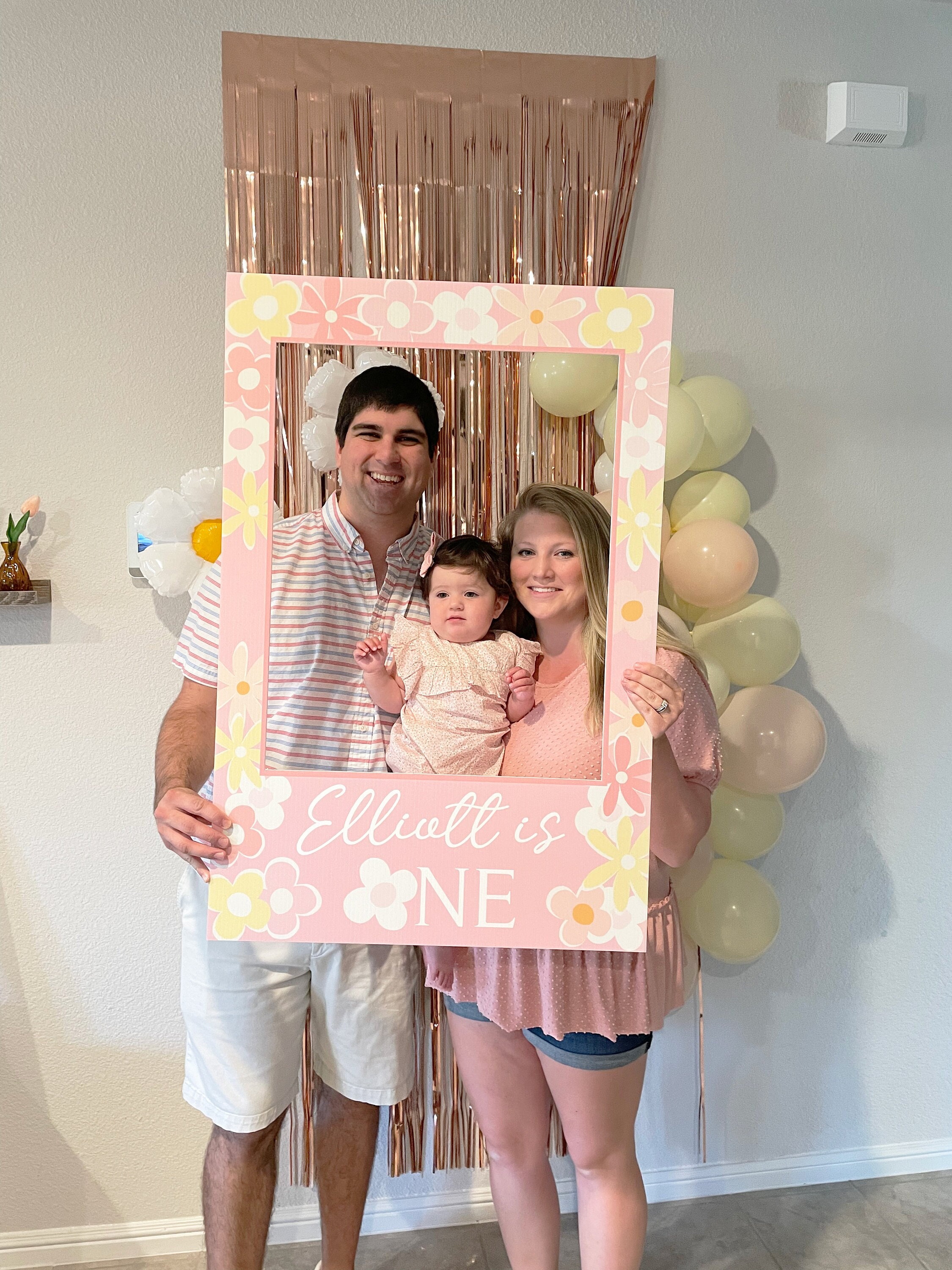 Daisy Photo Prop Frame Template, First Birthday Party Photo Prop, Pink ...