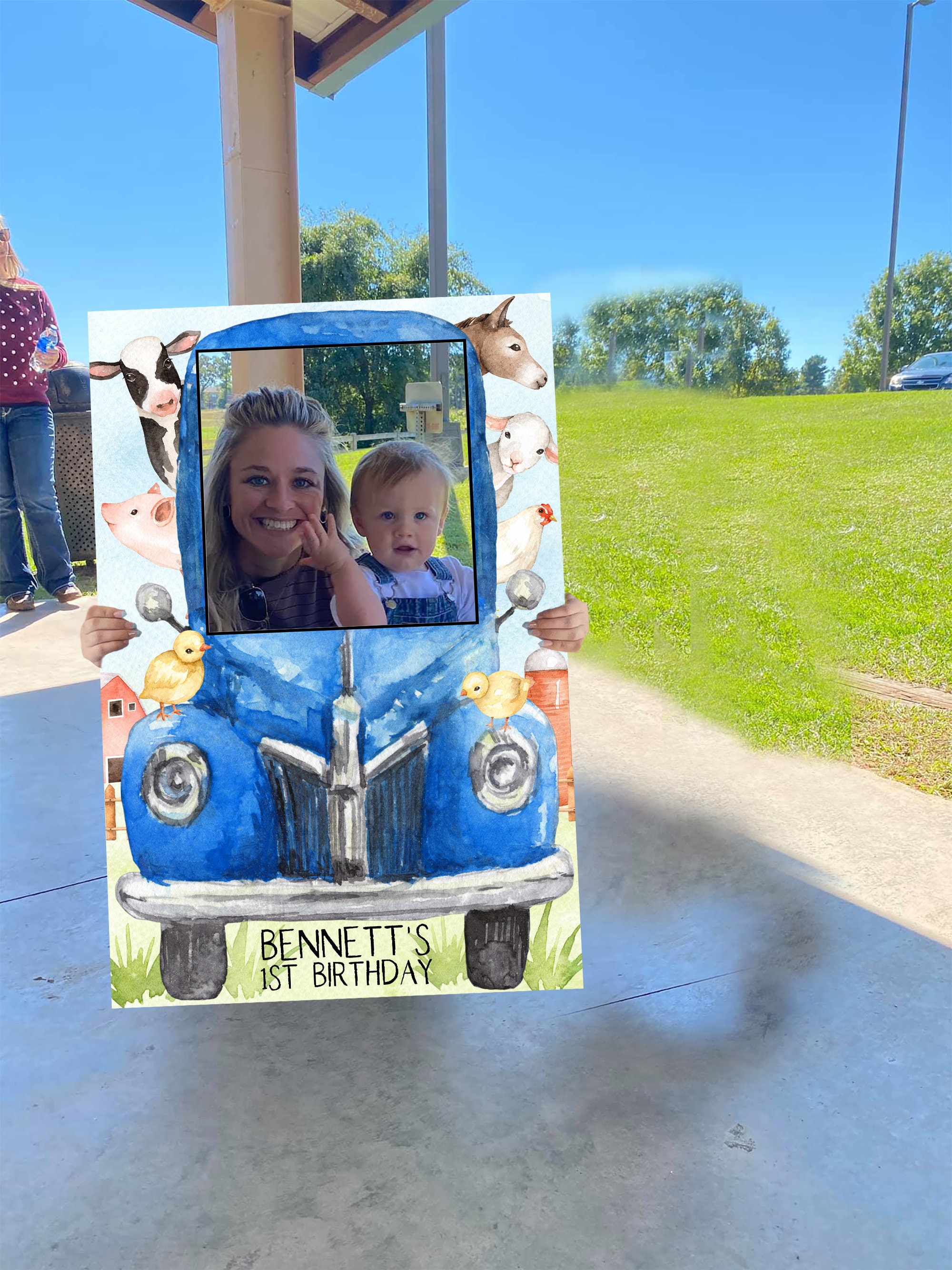 Blue Truck Photo Prop Frame Template, Child's Birthday Party Photo Prop ...