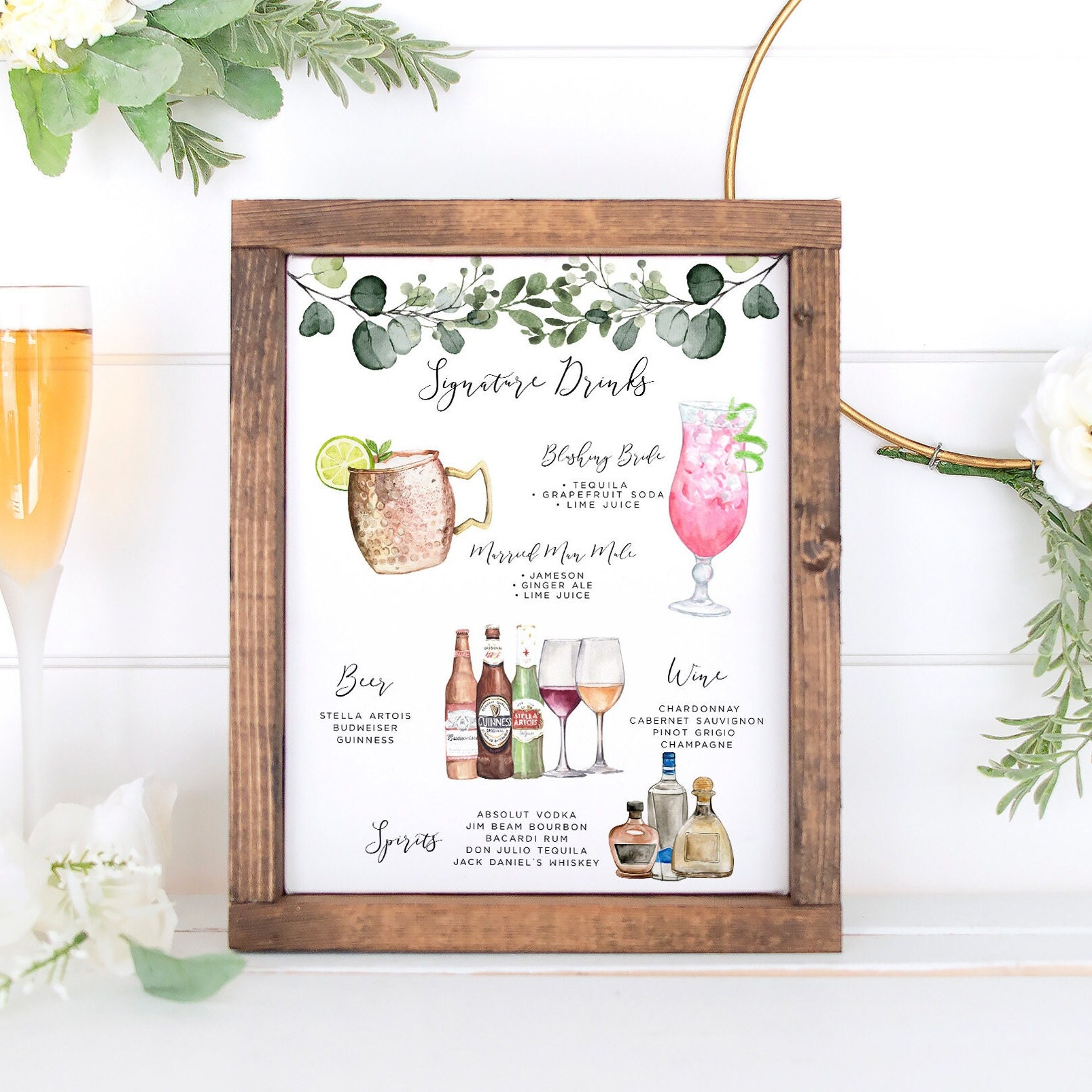 Signature Drinks Sign, Editable Signature Cocktails Template, Bar Menu ...