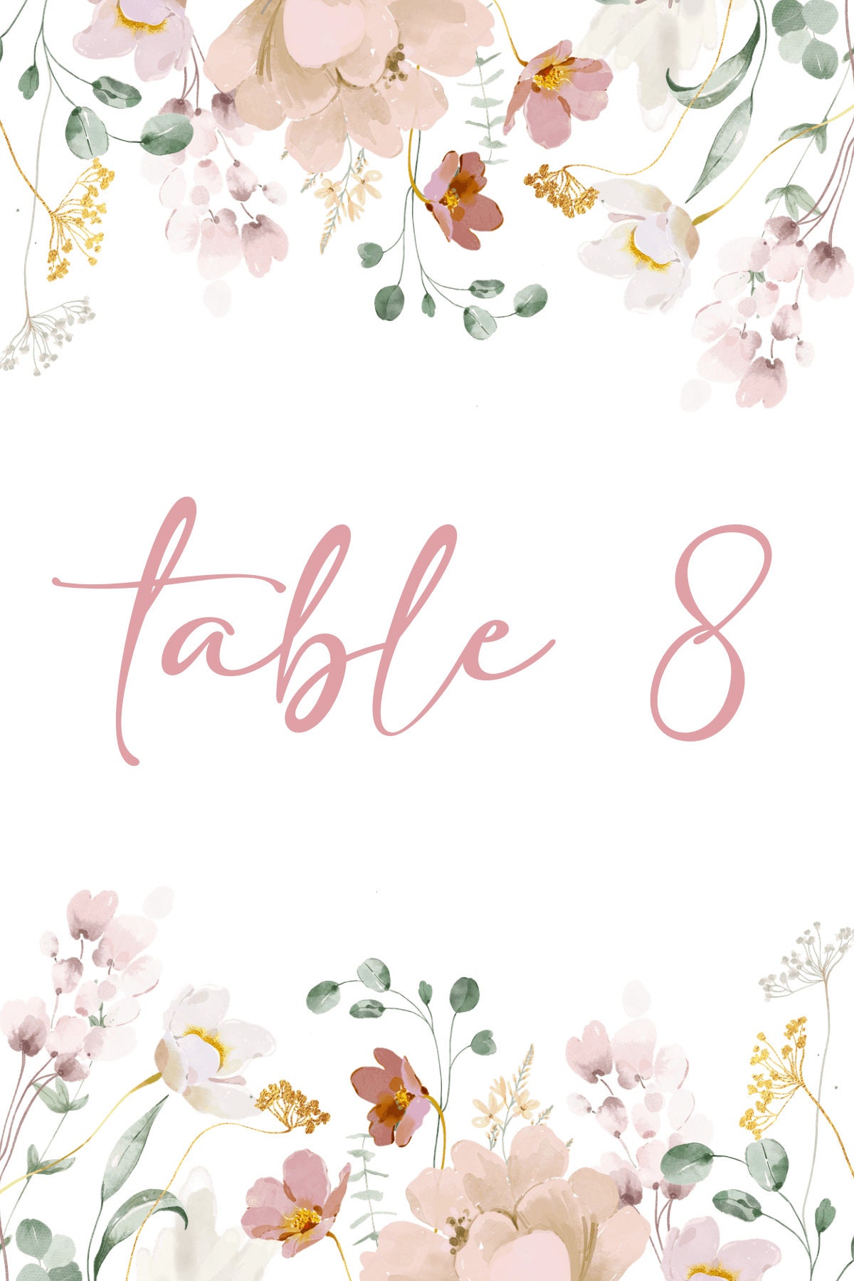 Wildflower Table Numbers Printable Template, DIY Editable Table Numbers ...