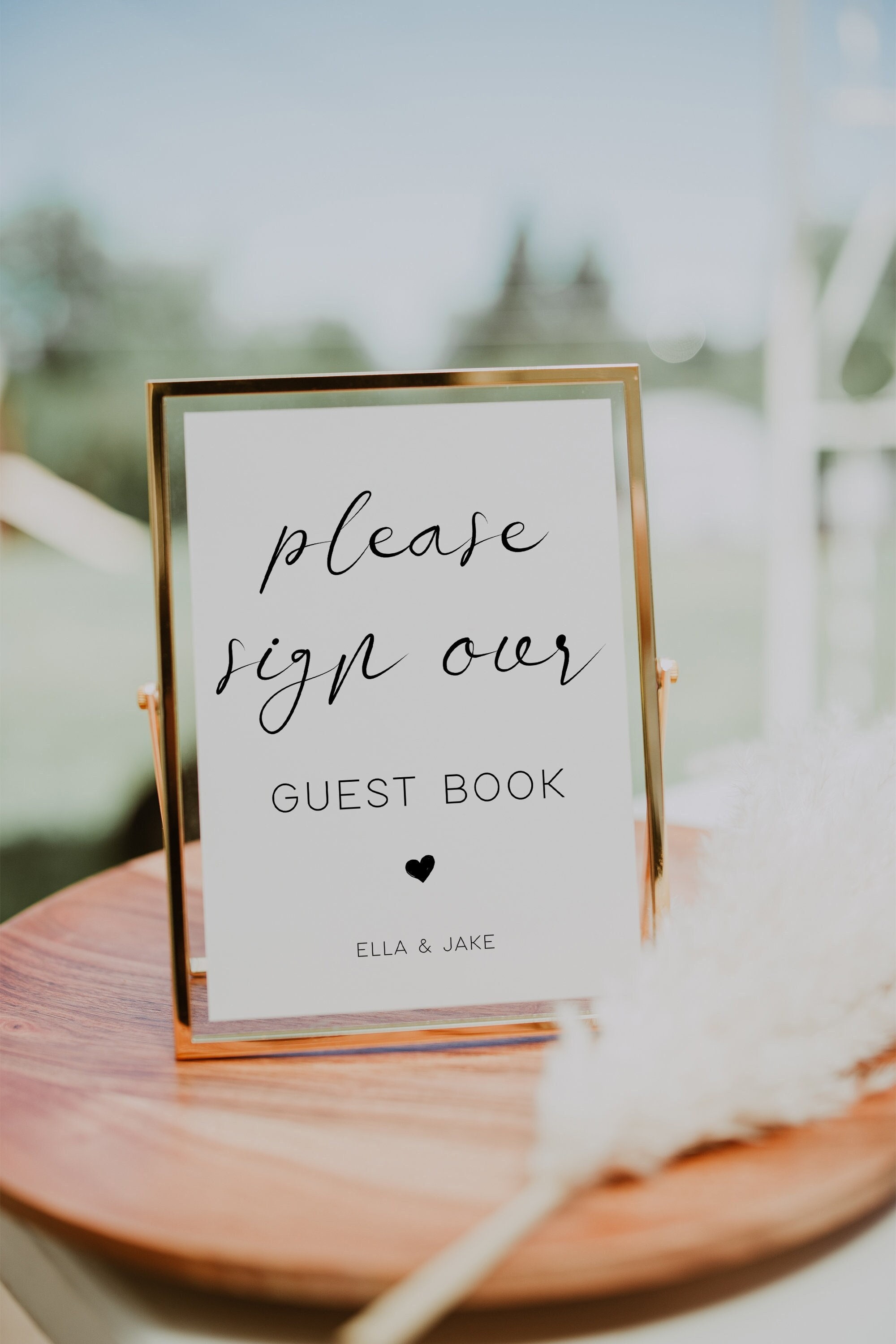 Guest Book Sign Template Printable, Modern Minimalist Wedding / Shower ...