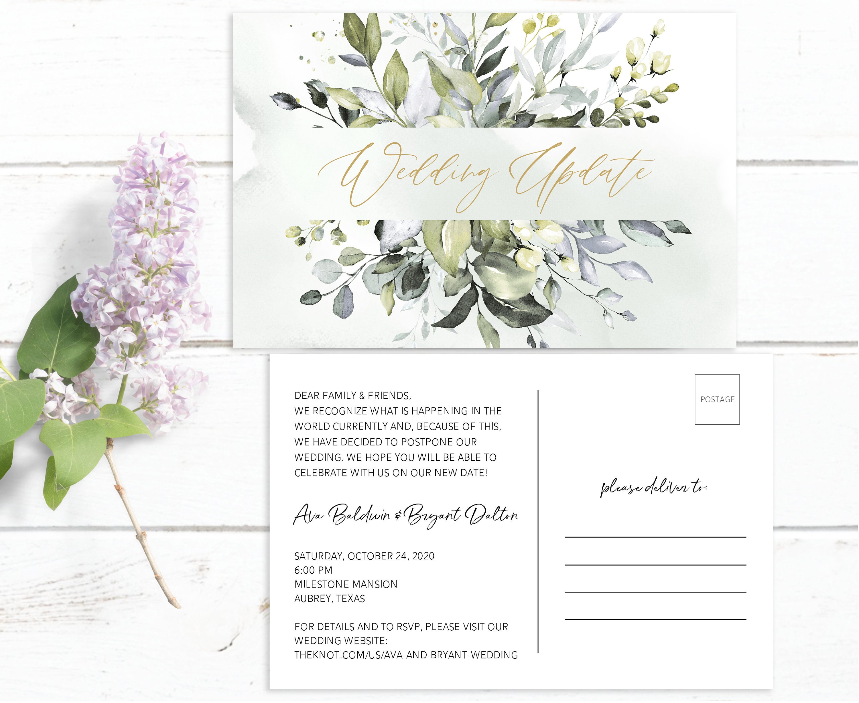 Postponed Wedding Card Template, Change of Date, Postponement ...