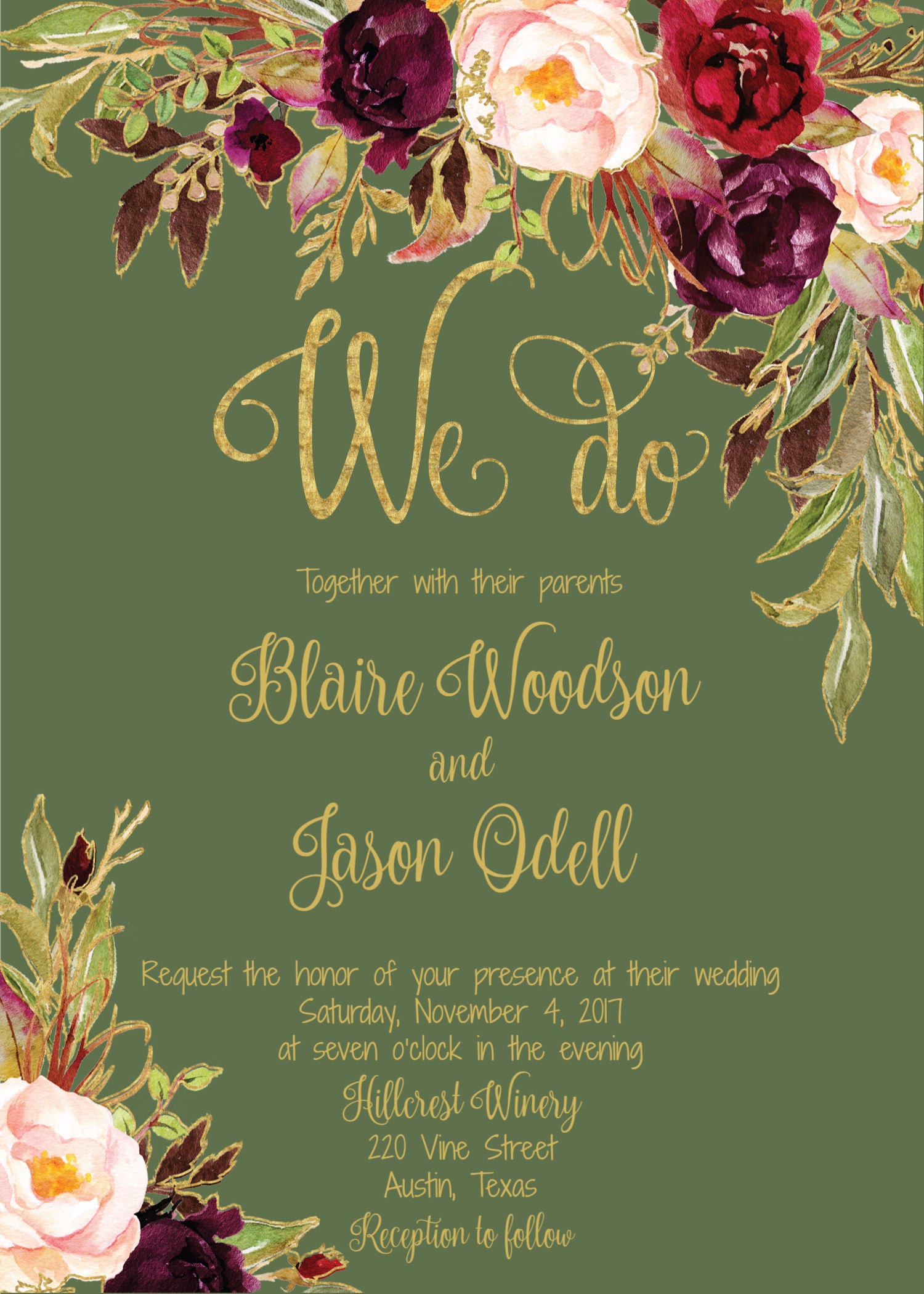 Wedding Invitation Template Printable / Editable - DIY Floral ...