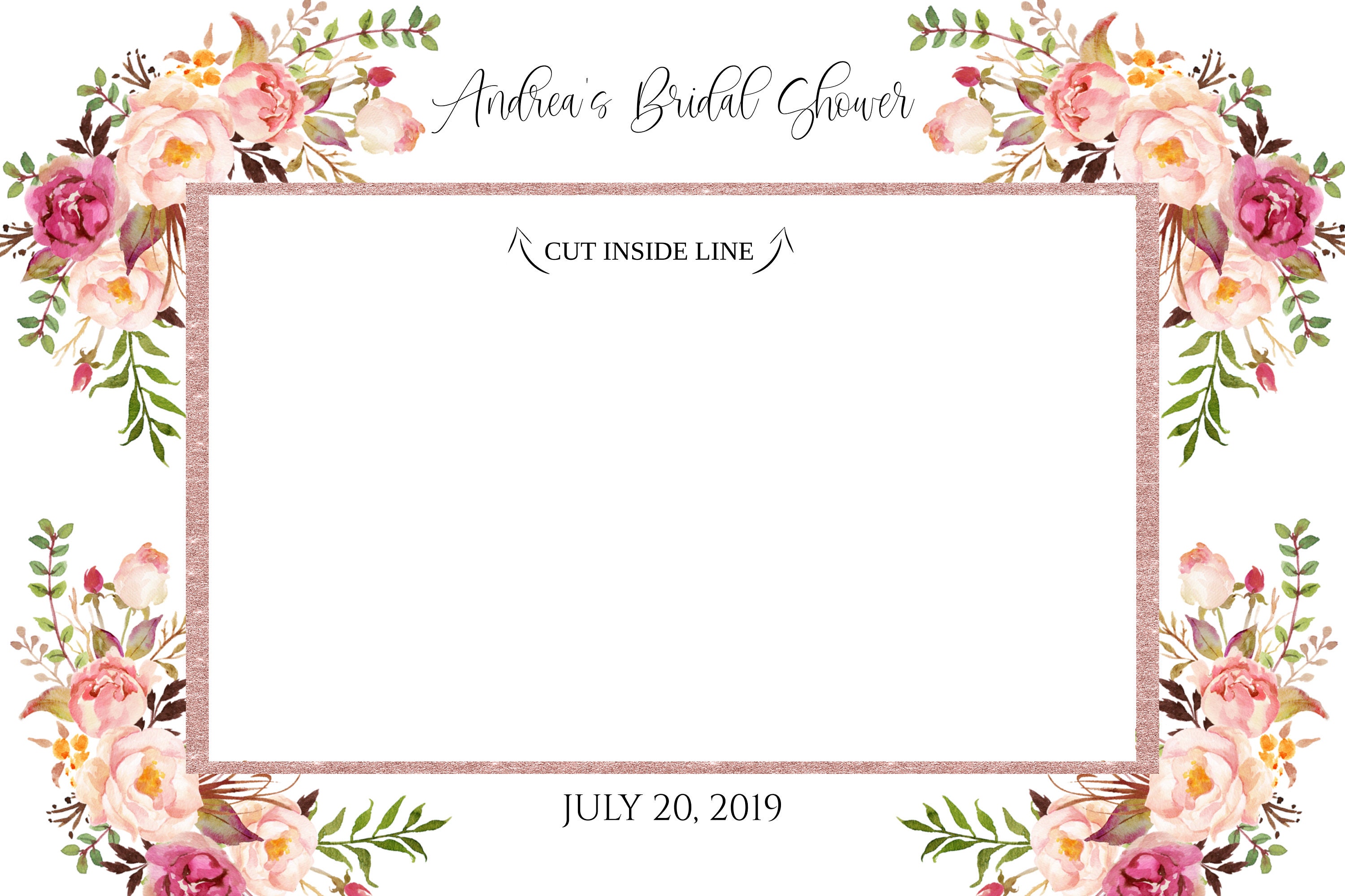 Photo Prop Frame Printable, Shower Photo Prop Frame Template Horizontal ...
