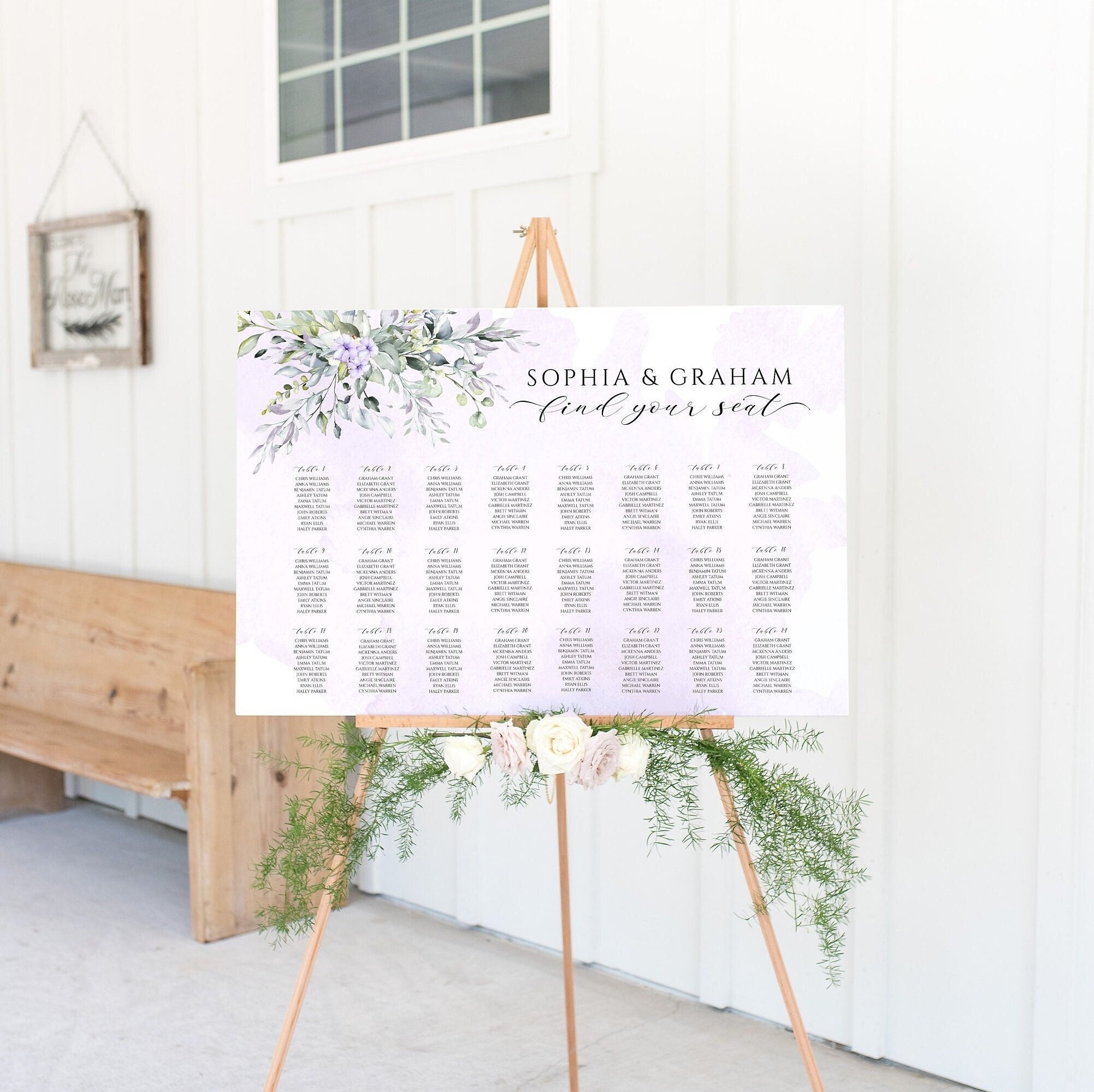 Lavender Seating Chart Template, Succulent Purple Seating Chart ...