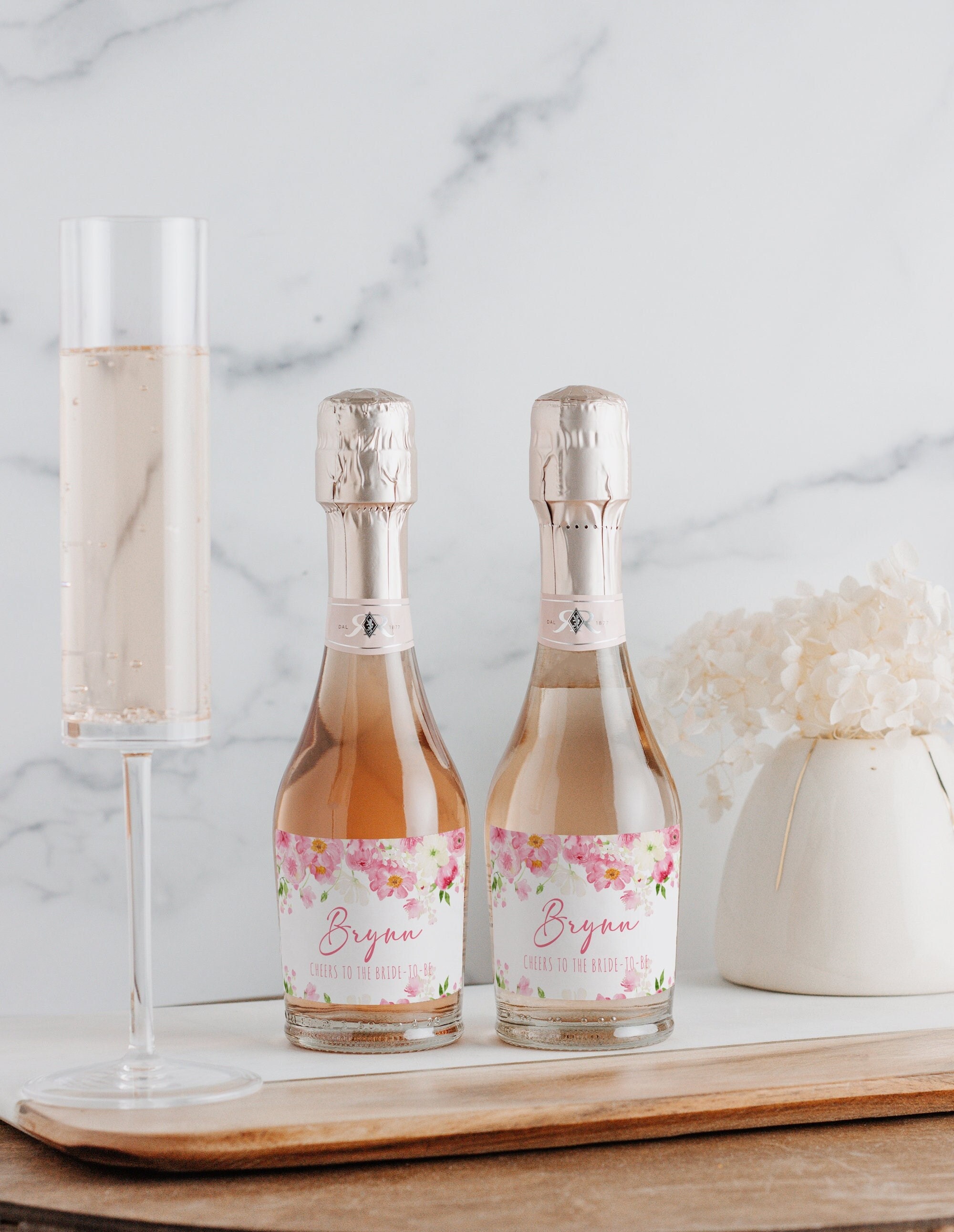 Bright Pink Mini Champagne Label Template, Editable Mini Champagne ...
