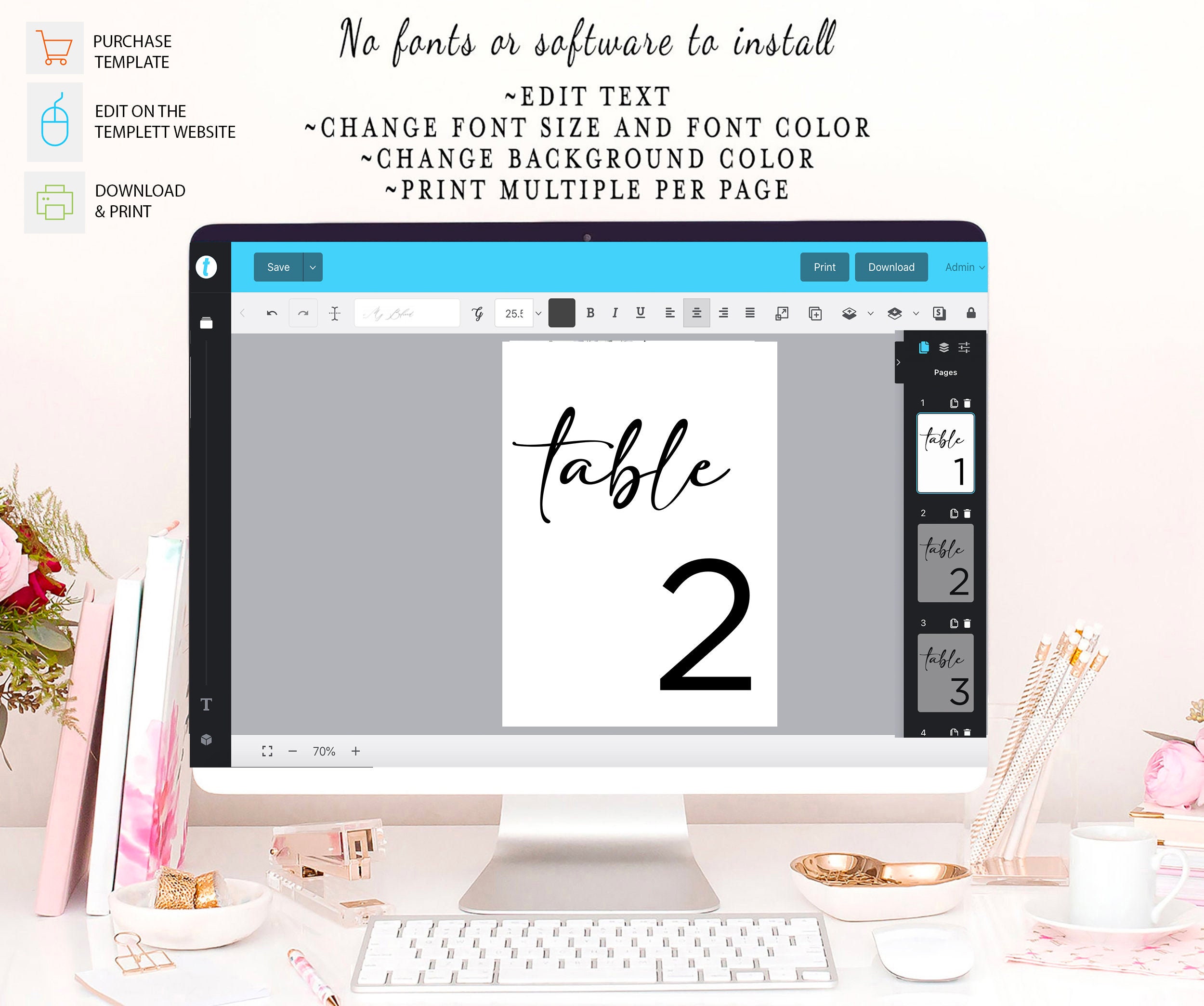 Minimalist Table Numbers Printable Template, DIY Editable Table Numbers ...