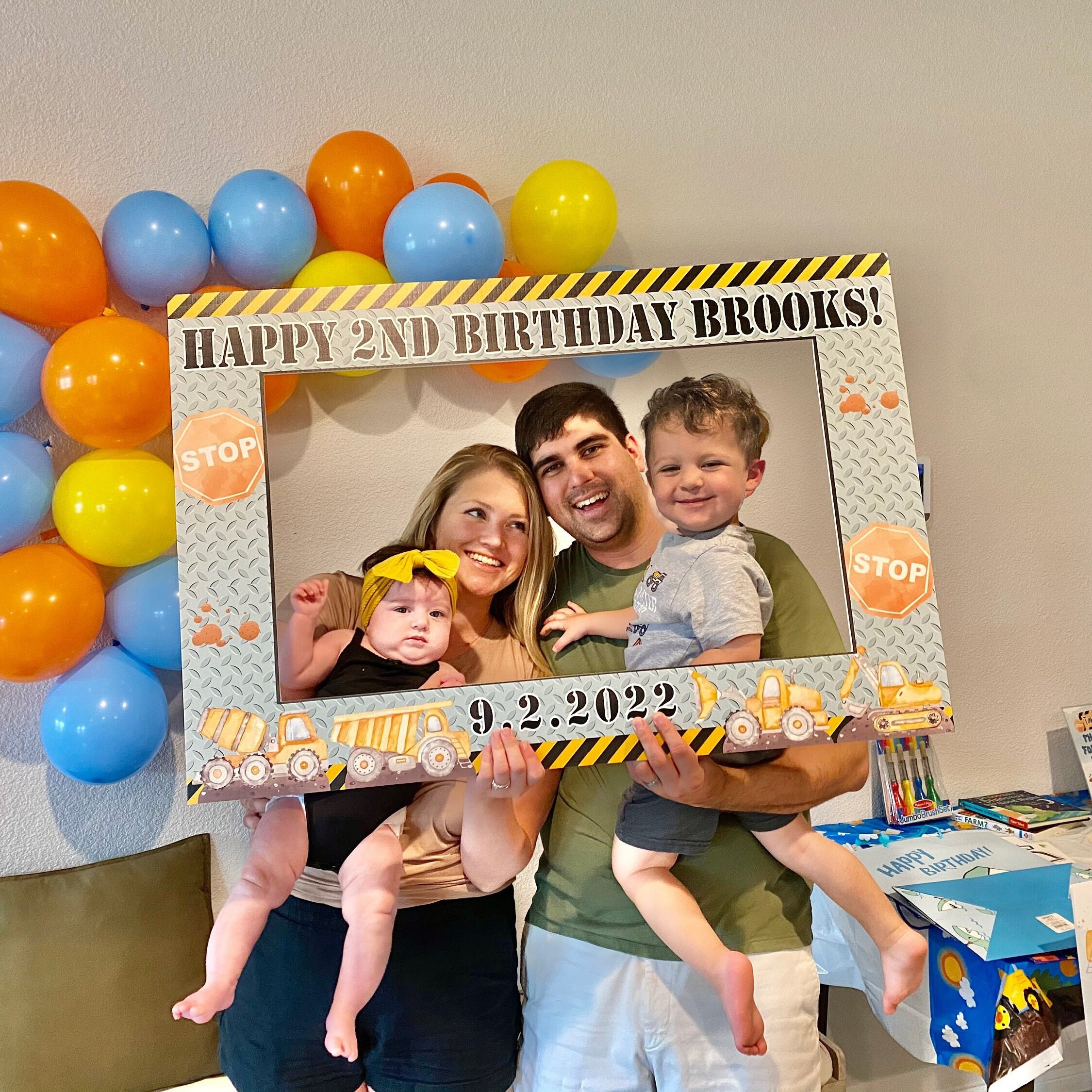 Construction Photo Prop Frame Template, Child's Birthday Party Photo ...
