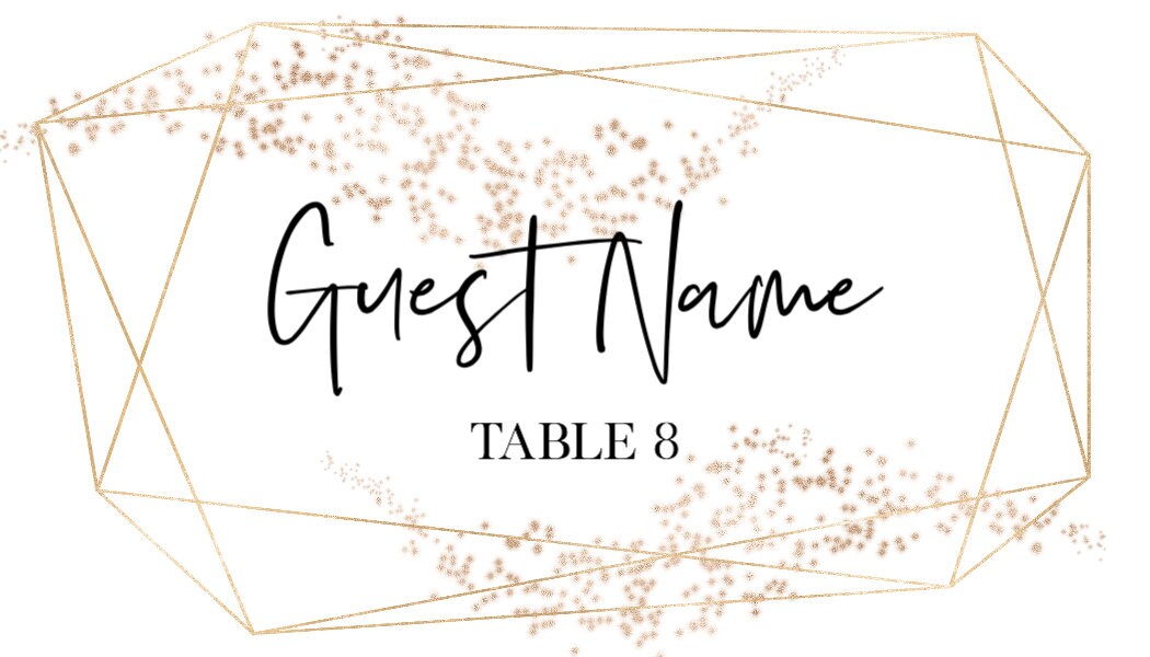 Placecard Template, Placecard Printable, Geometric Gold Placecard ...