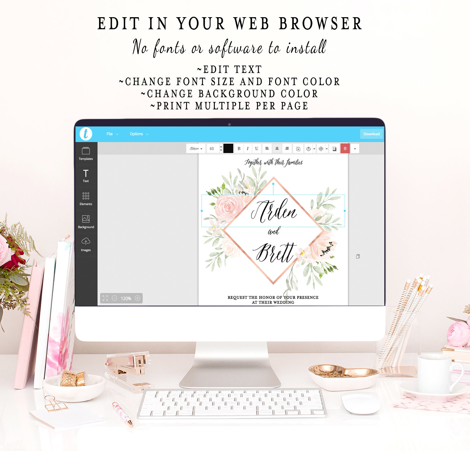Printable Wedding Program 4x9, Wedding Program Template, Wedding ...