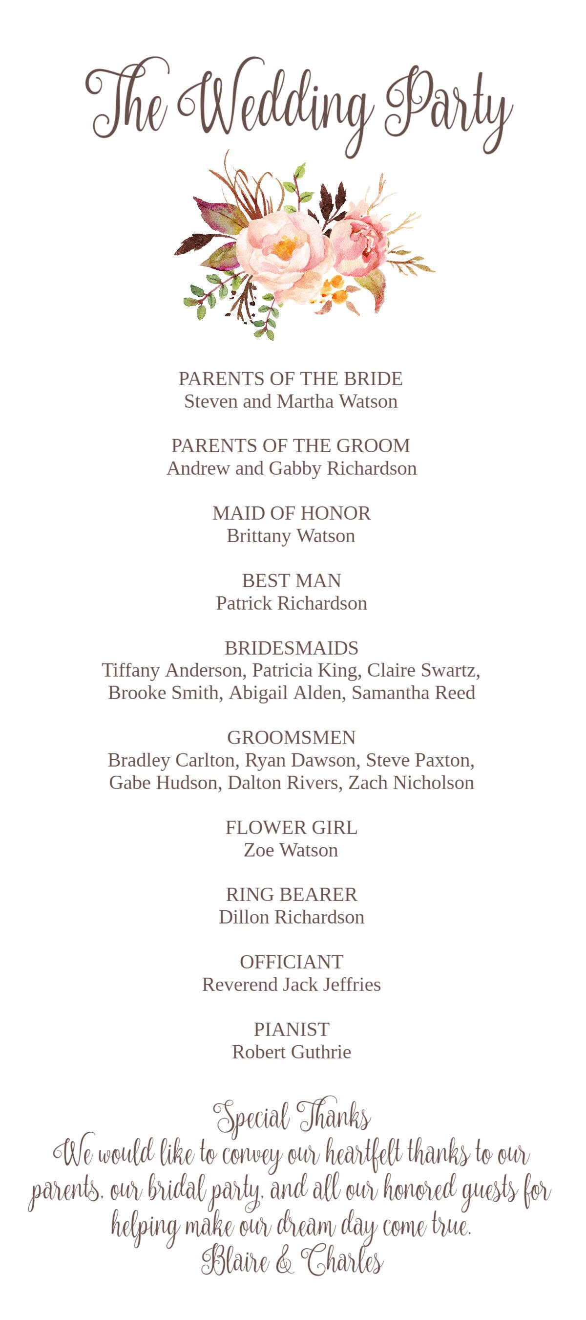 Printable Wedding Program 4x9, Wedding Program Template, Wedding ...