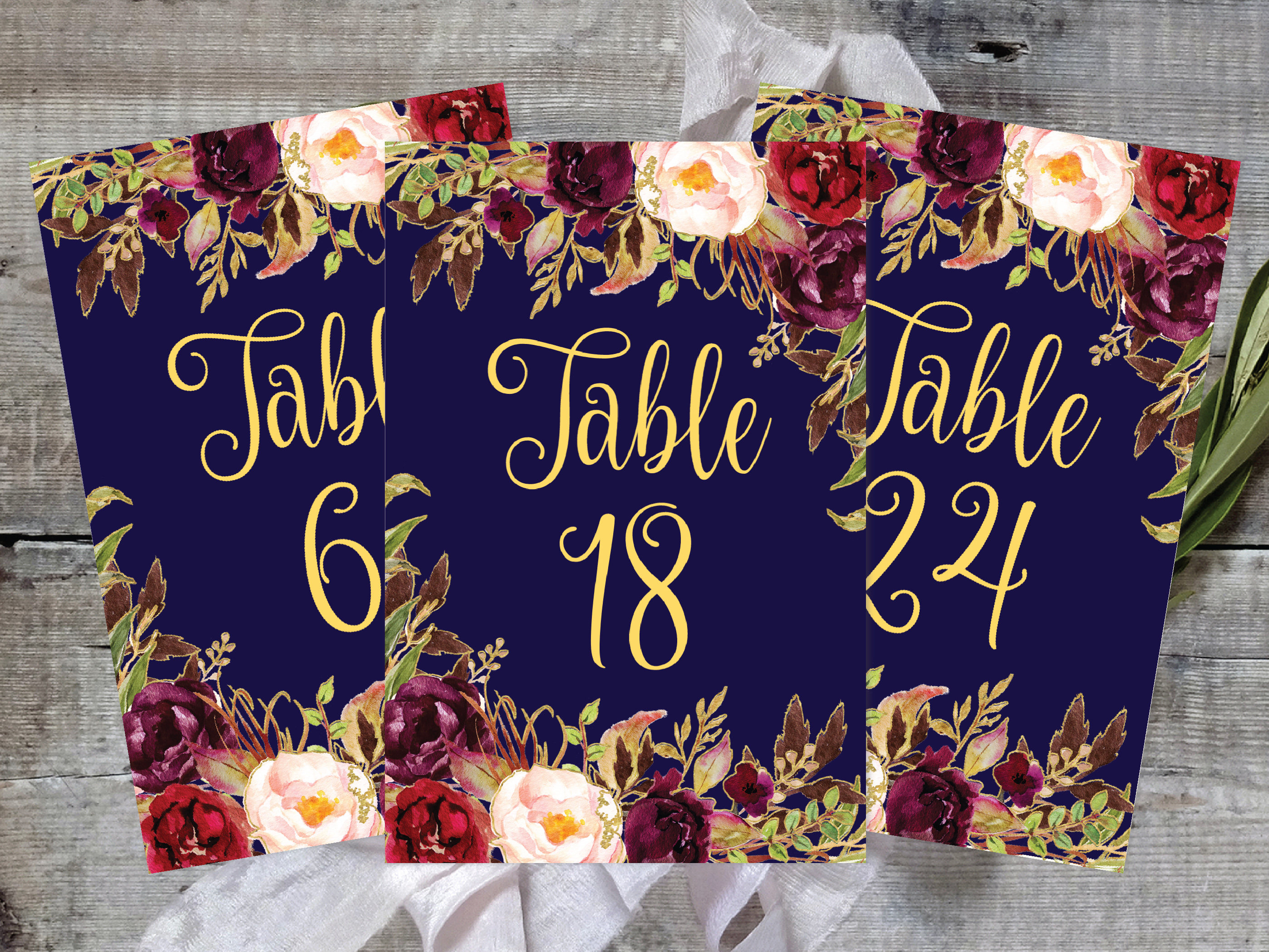 Table Numbers Template Printable / Editable 1-30 - Fall Floral ...