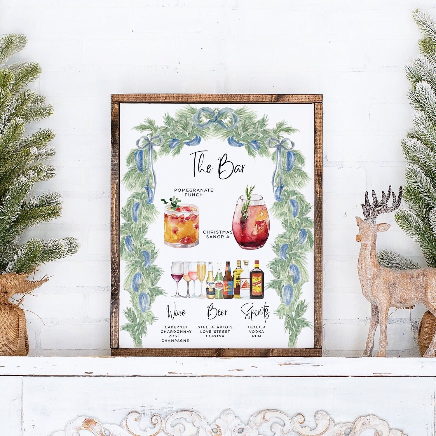 Christmas Party Drinks Sign Template, Holiday Party Bar Menu, Christmas ...