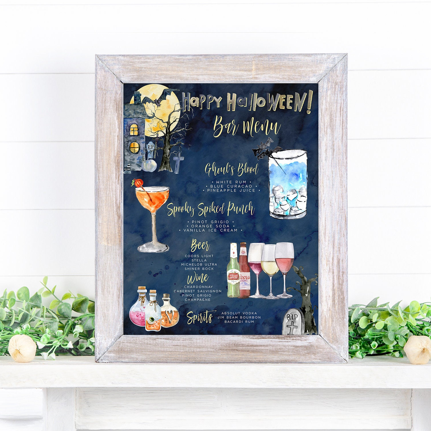 Halloween Bar Menu Printable Sign, Halloween Signature Cocktails ...