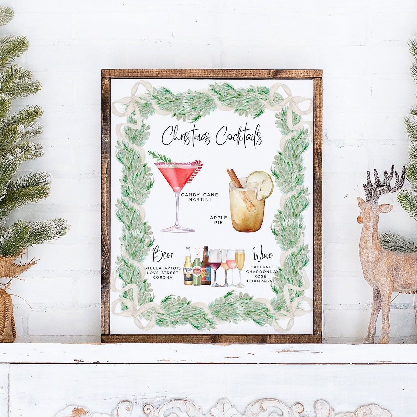 Christmas Party Drinks Sign Template, Holiday Party Bar Menu, Christmas ...