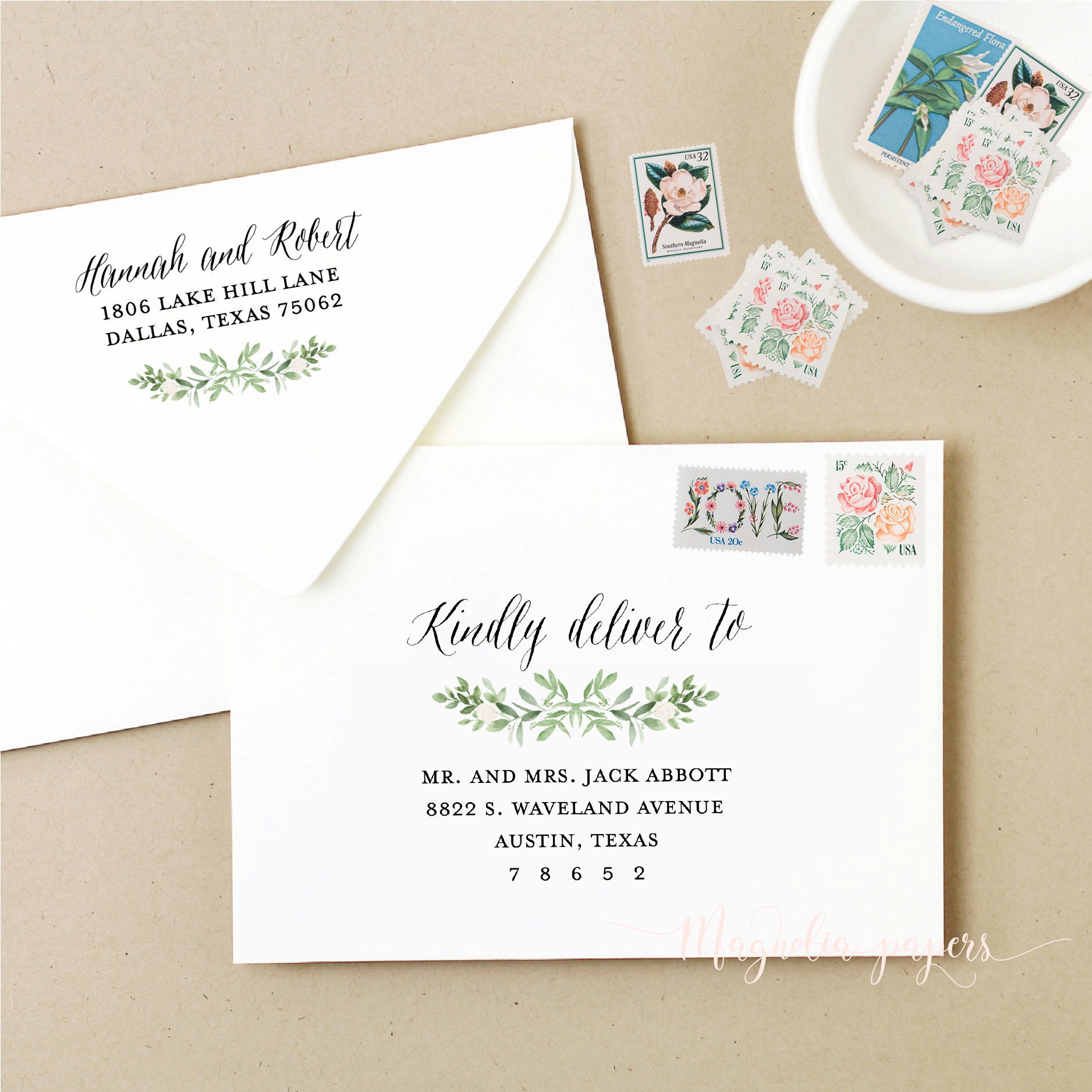 Envelope Template Floral, Printable Envelope Addressing Template ...