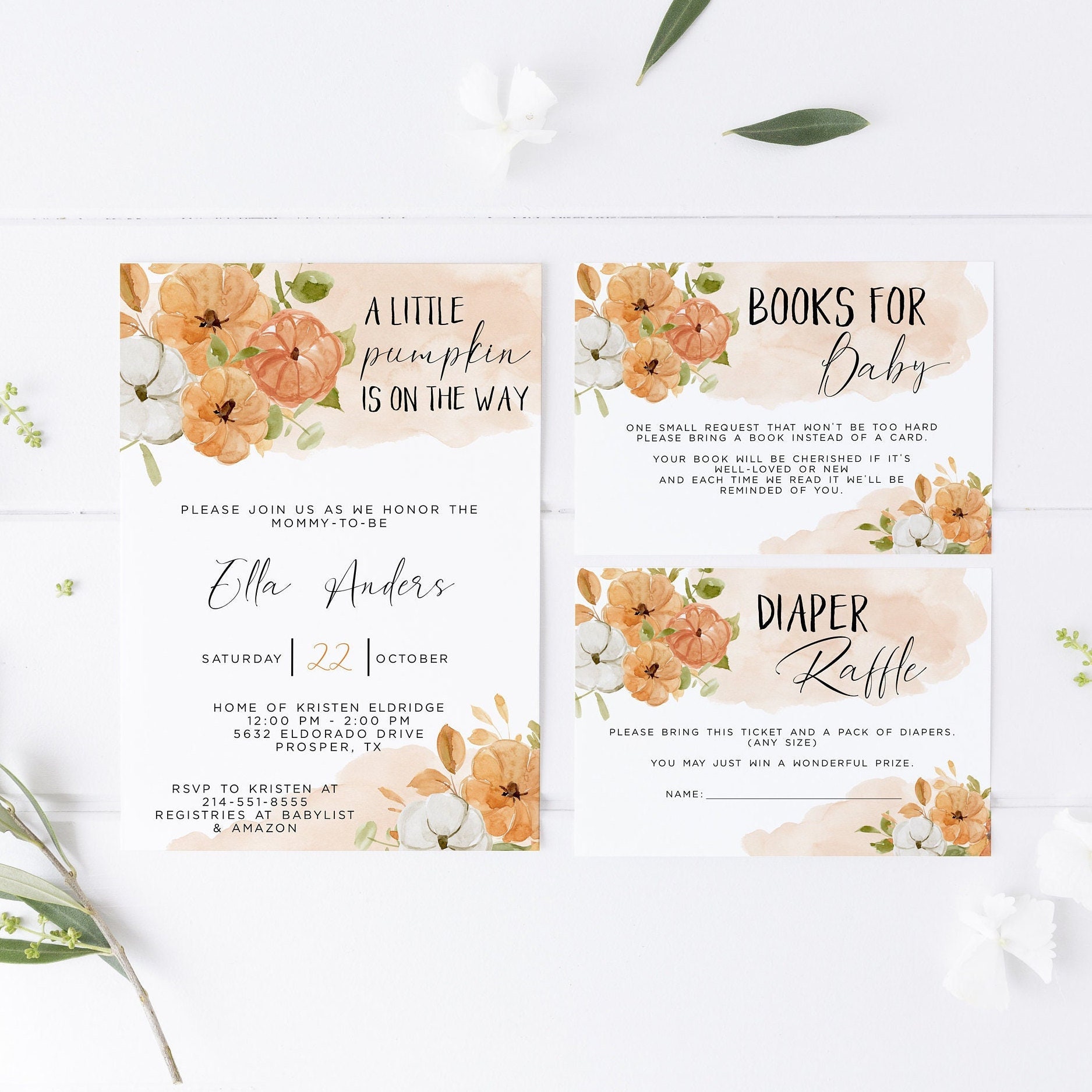 Little Pumpkin Baby Shower Invitation, Pumpkin Shower Template, INSTANT ...