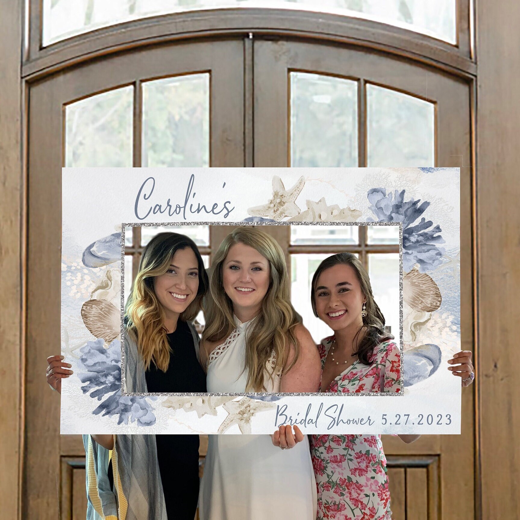 Beach Photo Prop Frame Printable Template, Seashell Photo Booth Frame ...