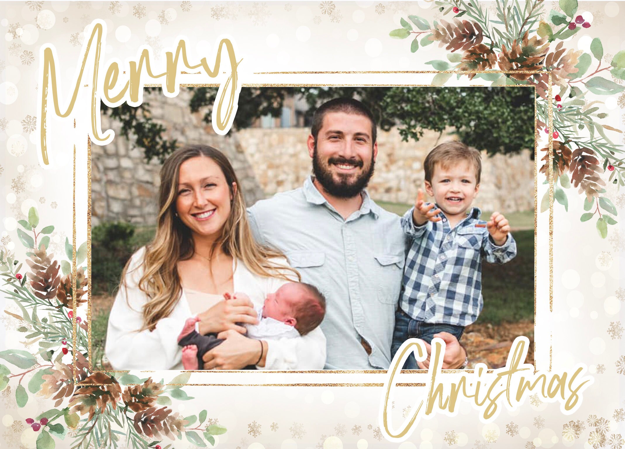Rustic Photo Christmas Card Template, Printable Photo Holiday Card ...