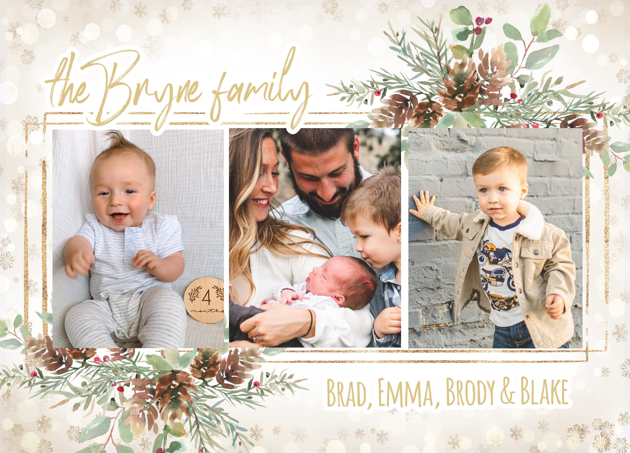 Rustic Photo Christmas Card Template, Printable Photo Holiday Card ...
