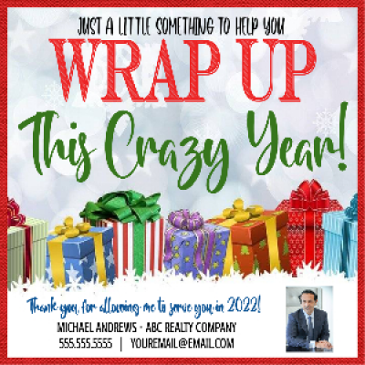 Christmas Realtor Wrapping paper pop by gift tag for clients - Templett ...