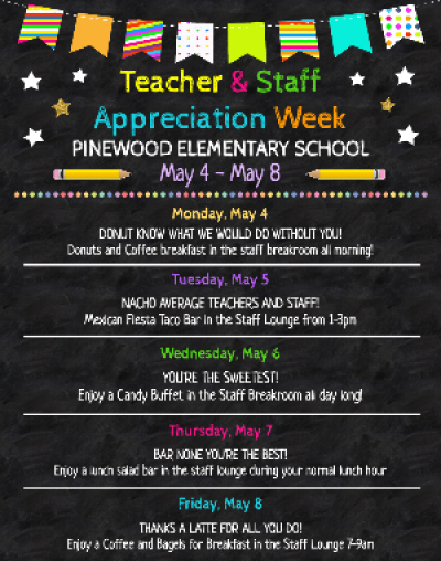 Teacher Appreciation Week Itinerary Schedule Of Events - Templett Shop
