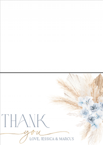 Boho Thank You Card Template, Printable Thank You Card, Blue Boho Baby ...