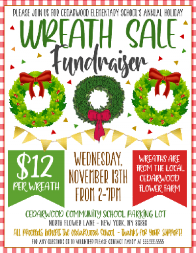 Christmas Wreath Fundraiser Flyer - Templett Shop
