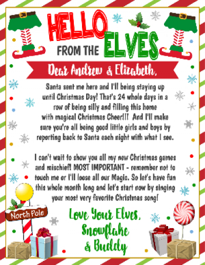 Elf Letters, Hello From Elves and Goodbye from the Elves Letter ...